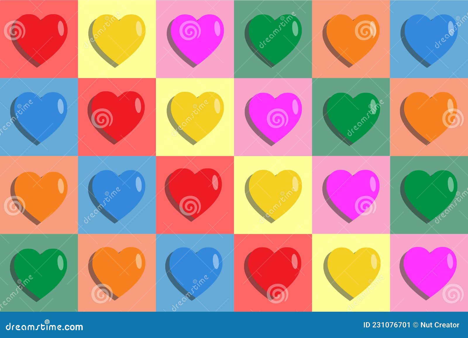 Colorful Heart Square Pattern Stock Vector - Illustration of heart ...