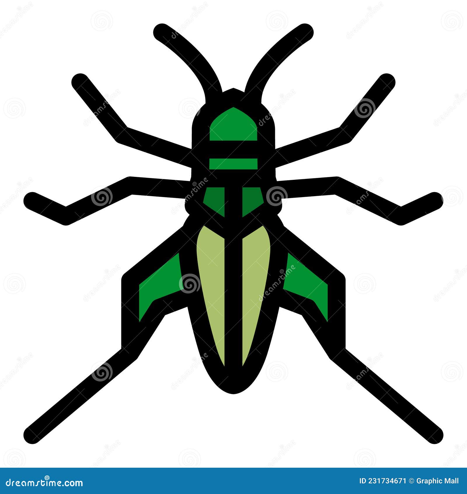 Filled Outline Icon for Cricket Bug. Stock Vector - Illustration of ...