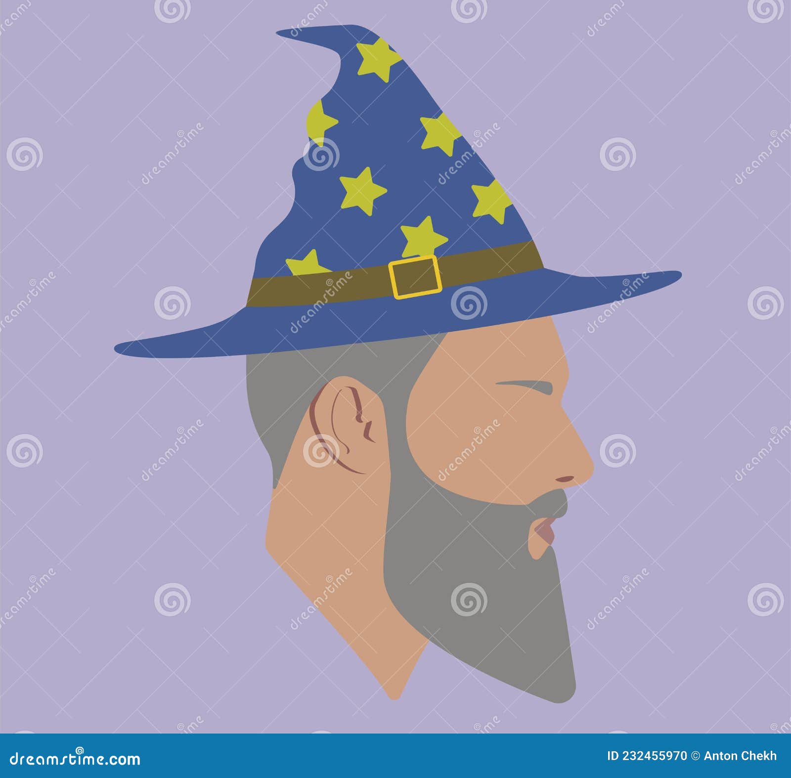 Silhouette. Portrait. Wizard with Hat. Male Head. Avatar. Magician. Man ...