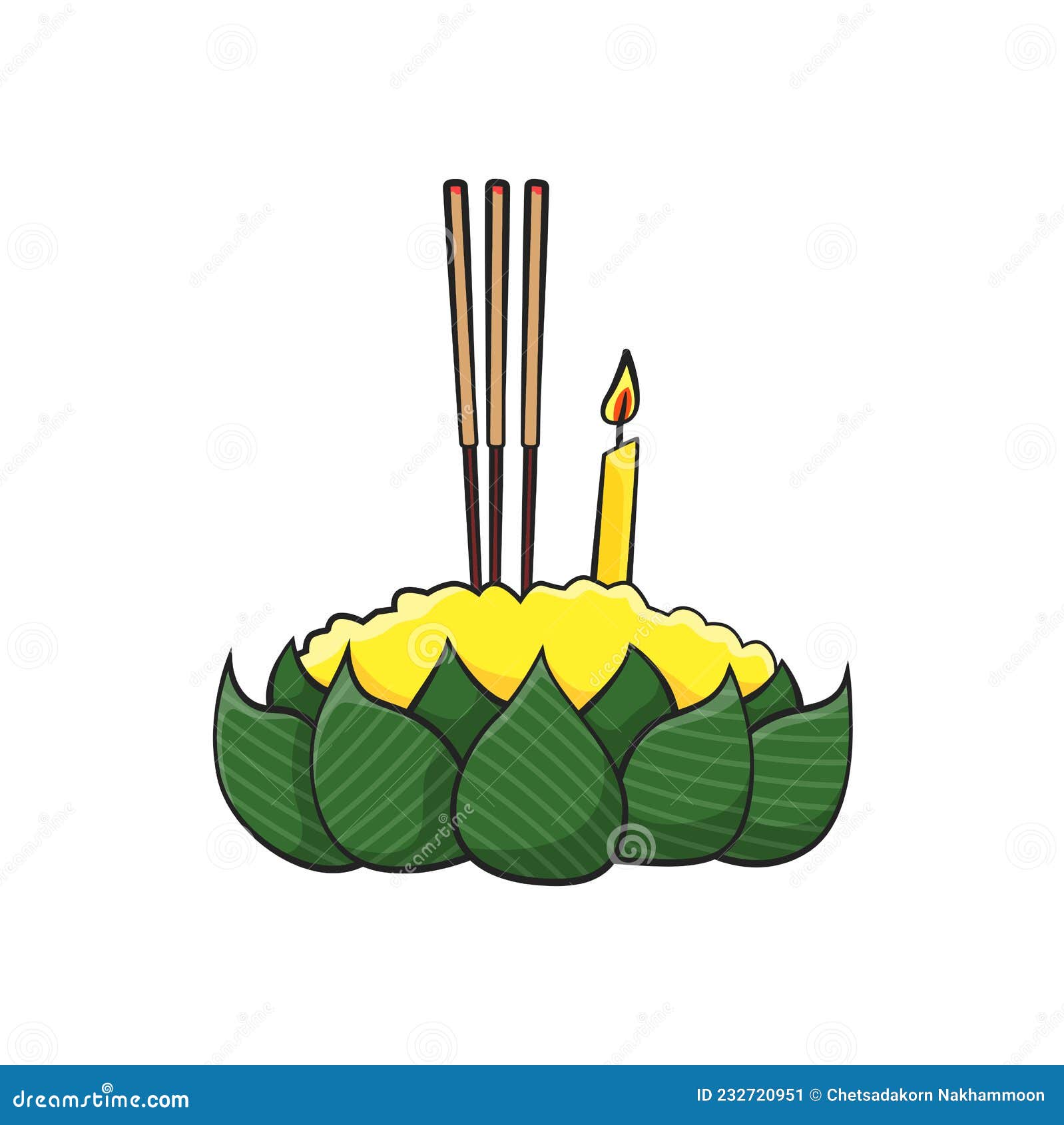 Kra Tong for Loy Kra Tong Festival in Drawing Style Isolated . Stock ...