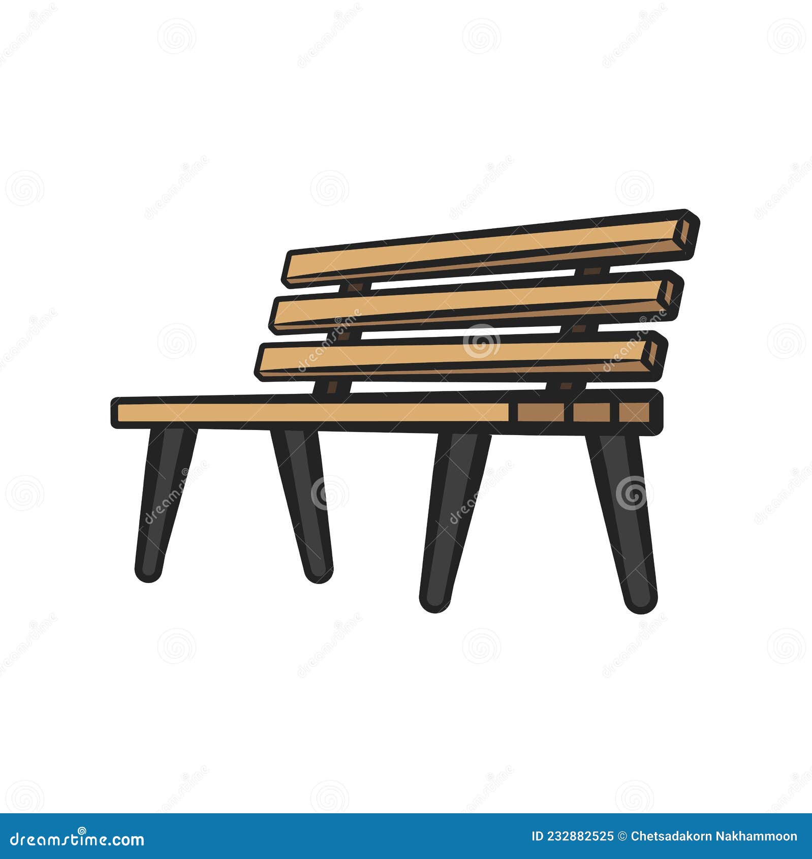 Park Bench in Drawing Style Isolated . Stock Vector - Illustration of ...