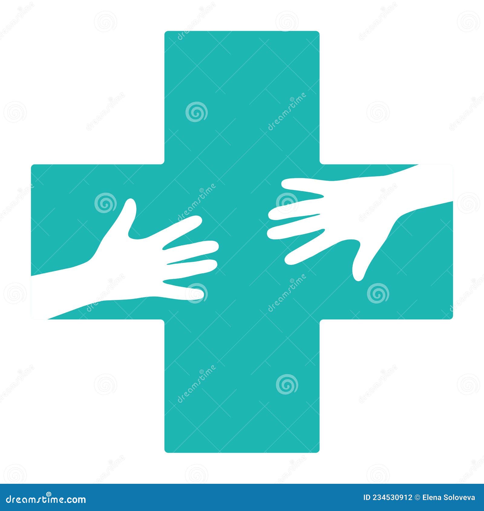 Illustration of a Helping Hand in a Medical Cross Stock Vector ...