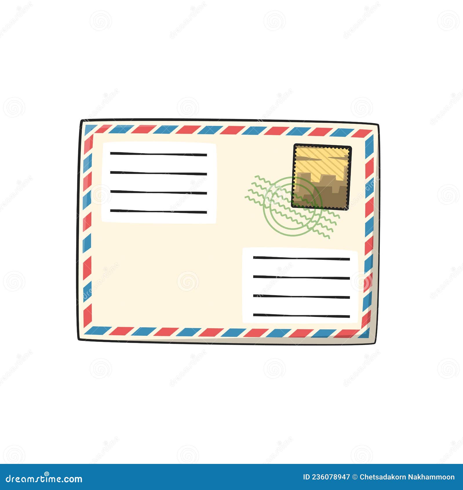 Vintage Mail Drawing Style Isolated Vector. Stock Vector - Illustration ...