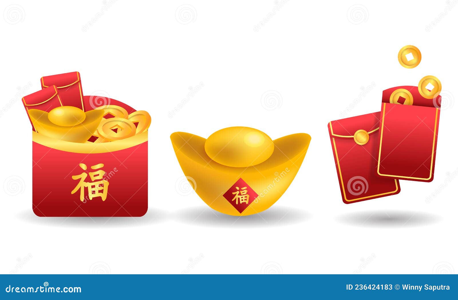 Red Packet With Gold Coins Stock Photo | CartoonDealer.com #80826156