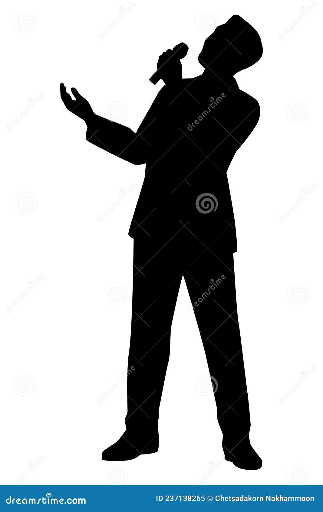 Talk Show Man with Microphone in Hand Silhouette Vector Stock Vector ...
