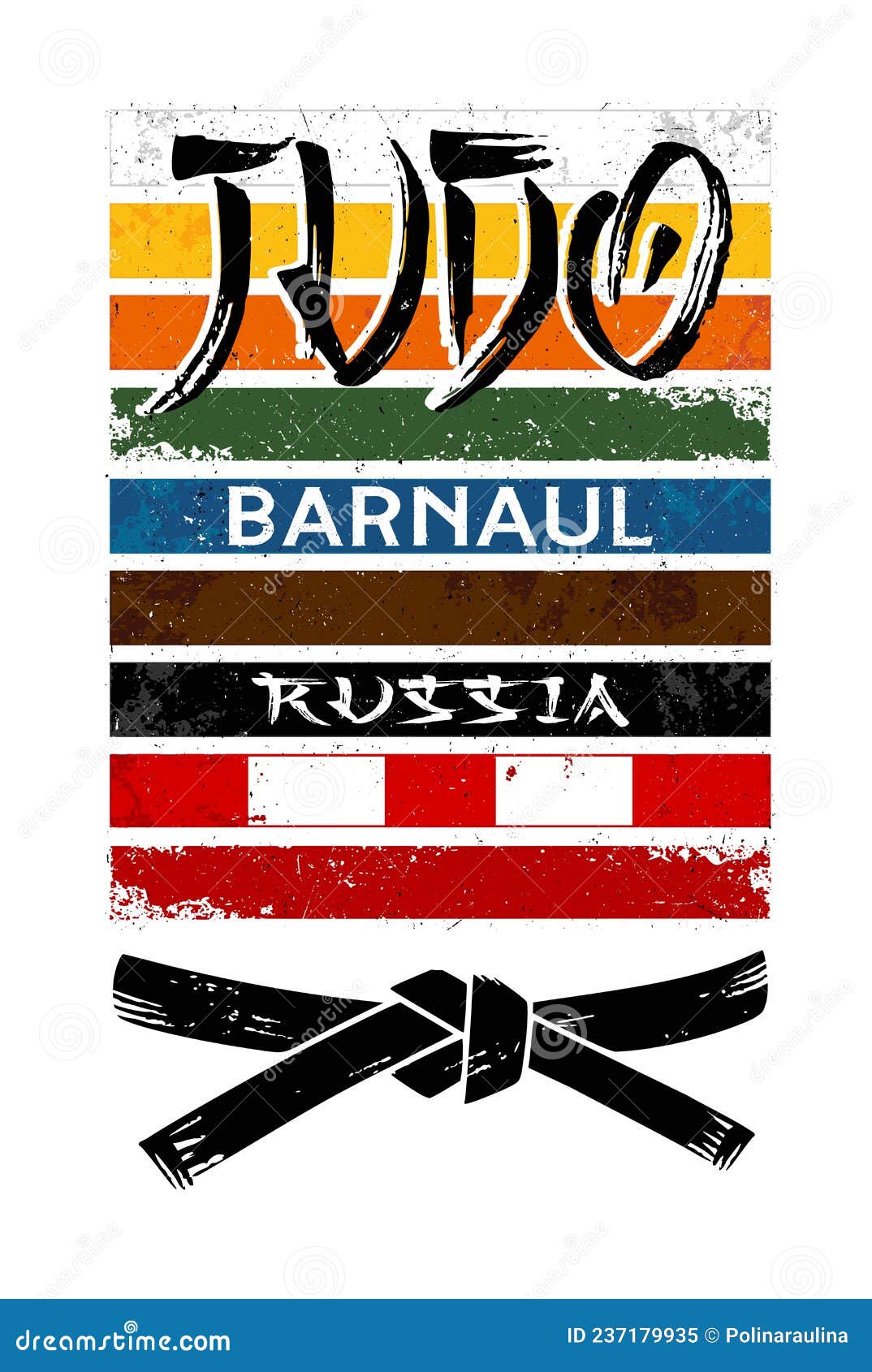 Judo black vector belt. stock vector. Illustration of ippon - 237179935