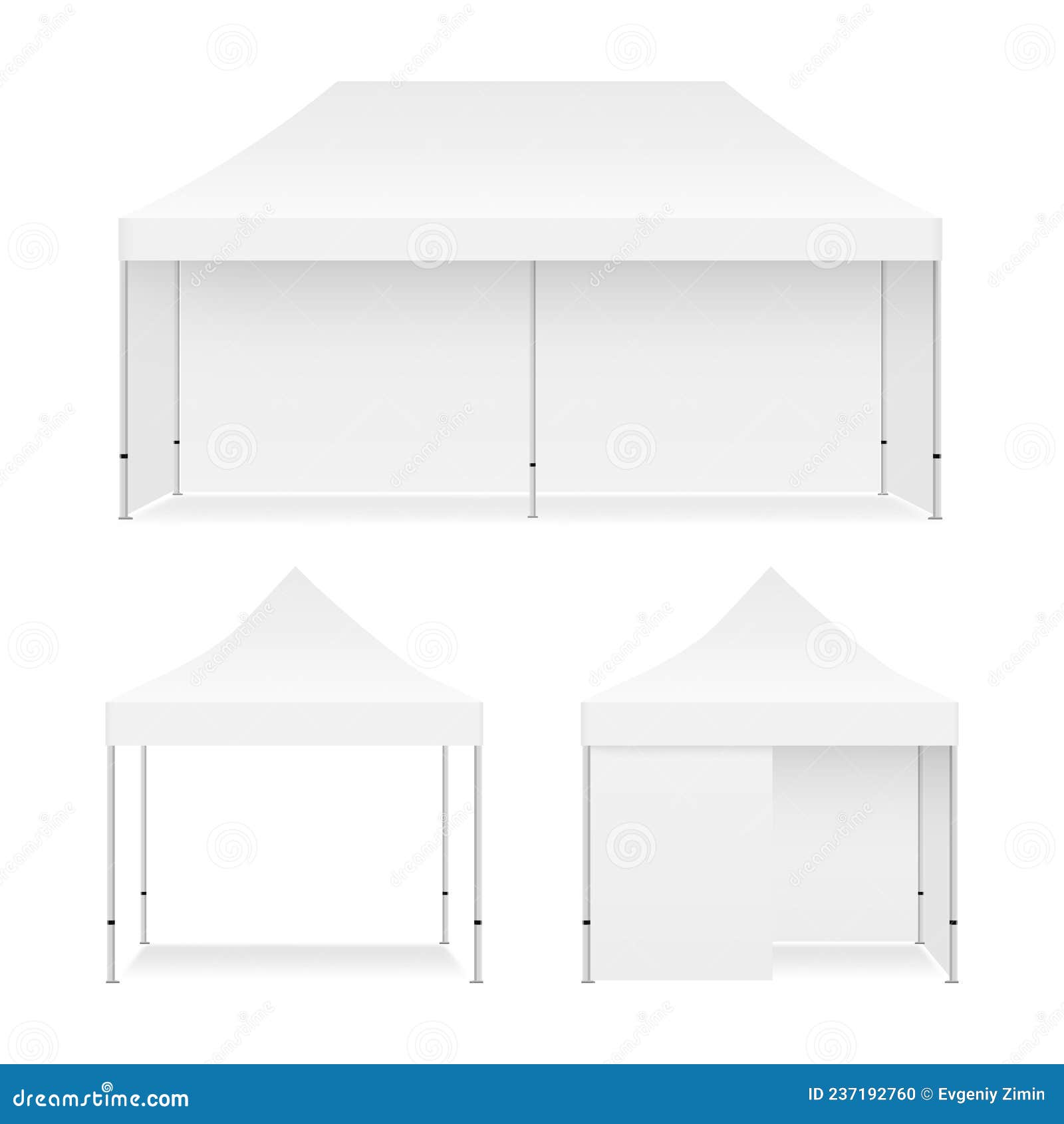Square Canopy Tent Mockup, Front And Back View, Isolated On White ...