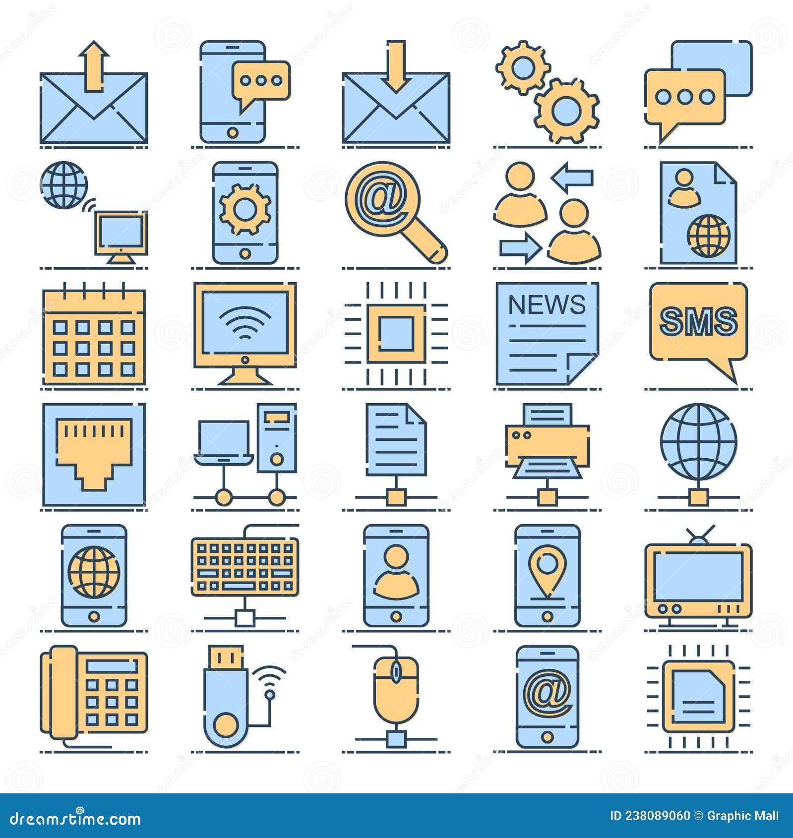 Filled Outline Icons for Networking and Communication. Stock Vector ...