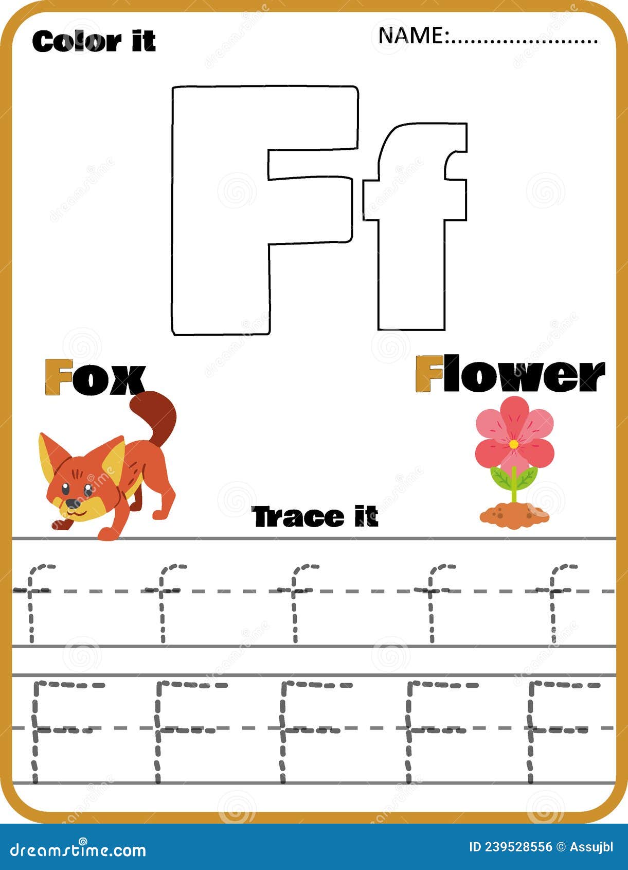 Kindergarten Tracing Letters Worksheets ,Letter F Trace and Color Stock ...