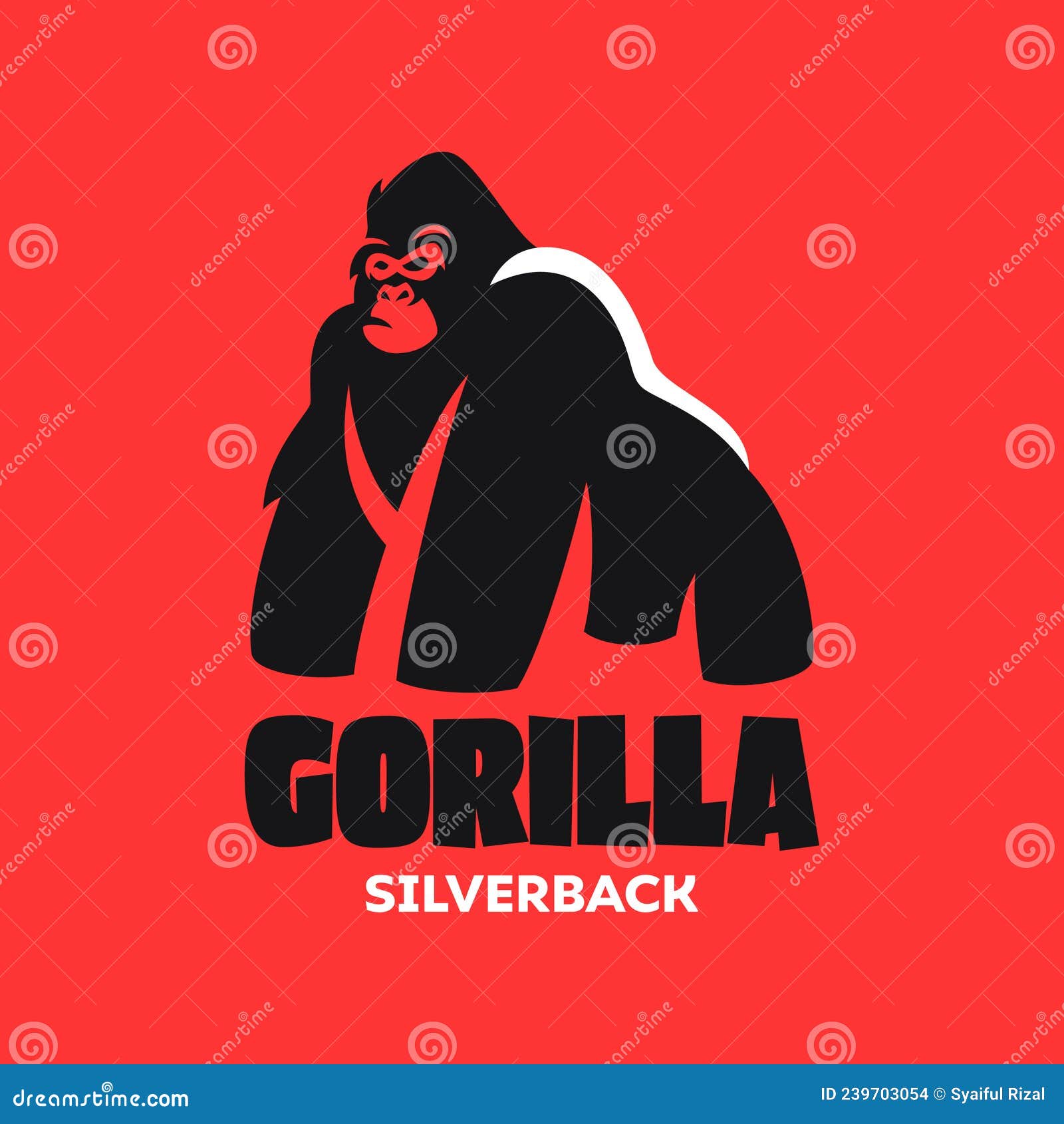 Gorilla Silverback Logo Concept Red Background Stock Vector ...