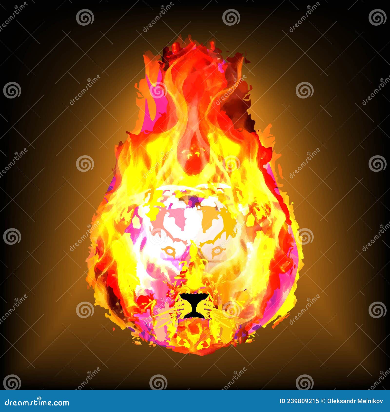 Fire Beast Icon. Biblical Story of Judgment. Flaming Lion. Vector ...