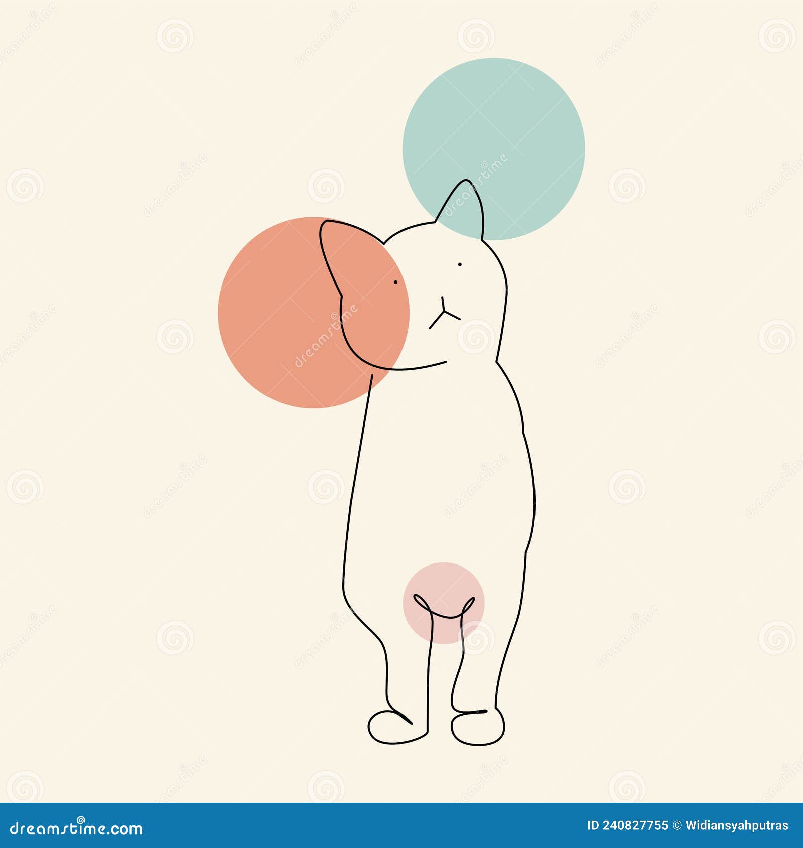 Cat with Line Art Design Style. Perfect for Social Media Templates ...