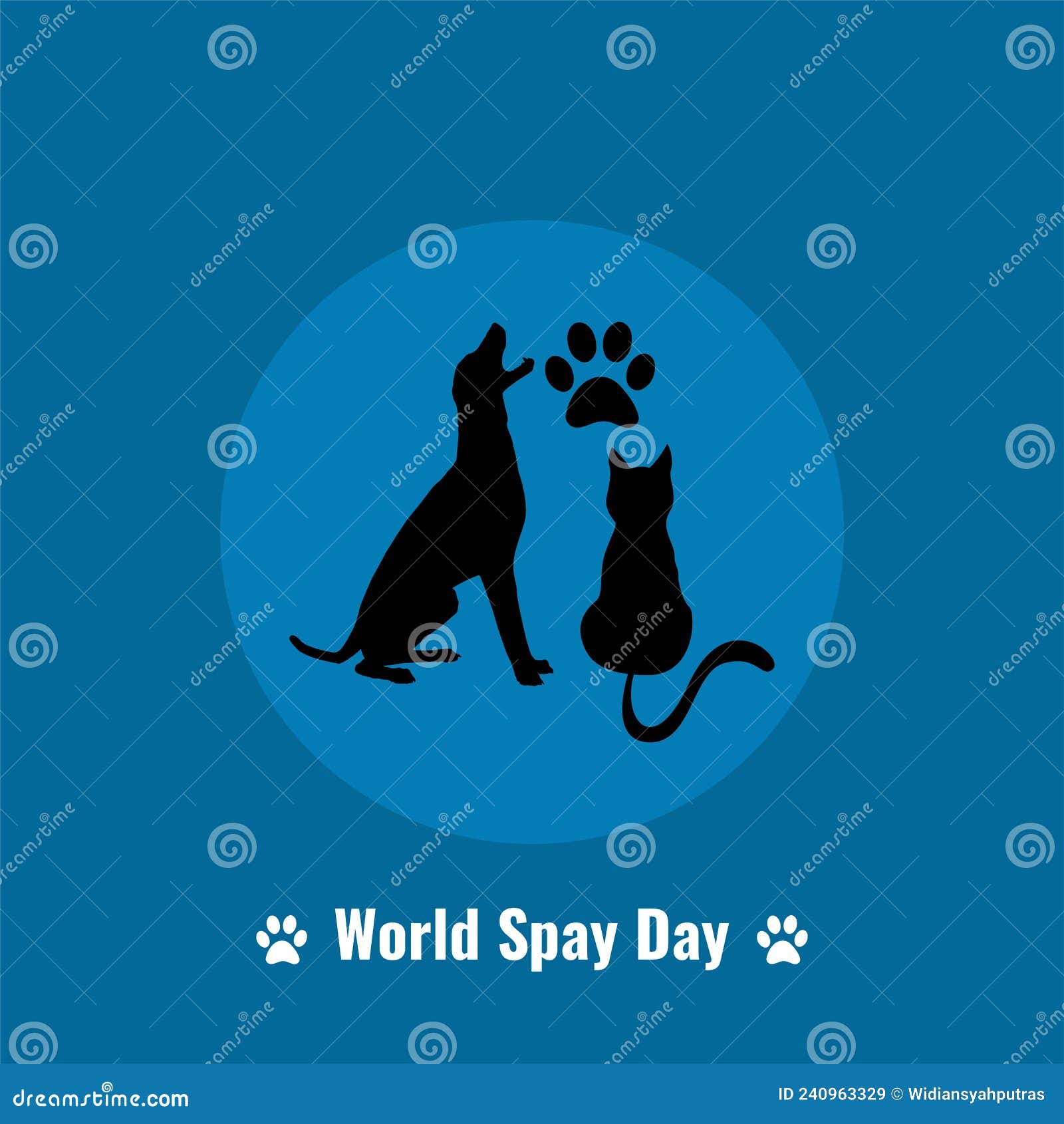 Silhouette of Dog, Cat and Paws. World Spay Day Design Concept ...