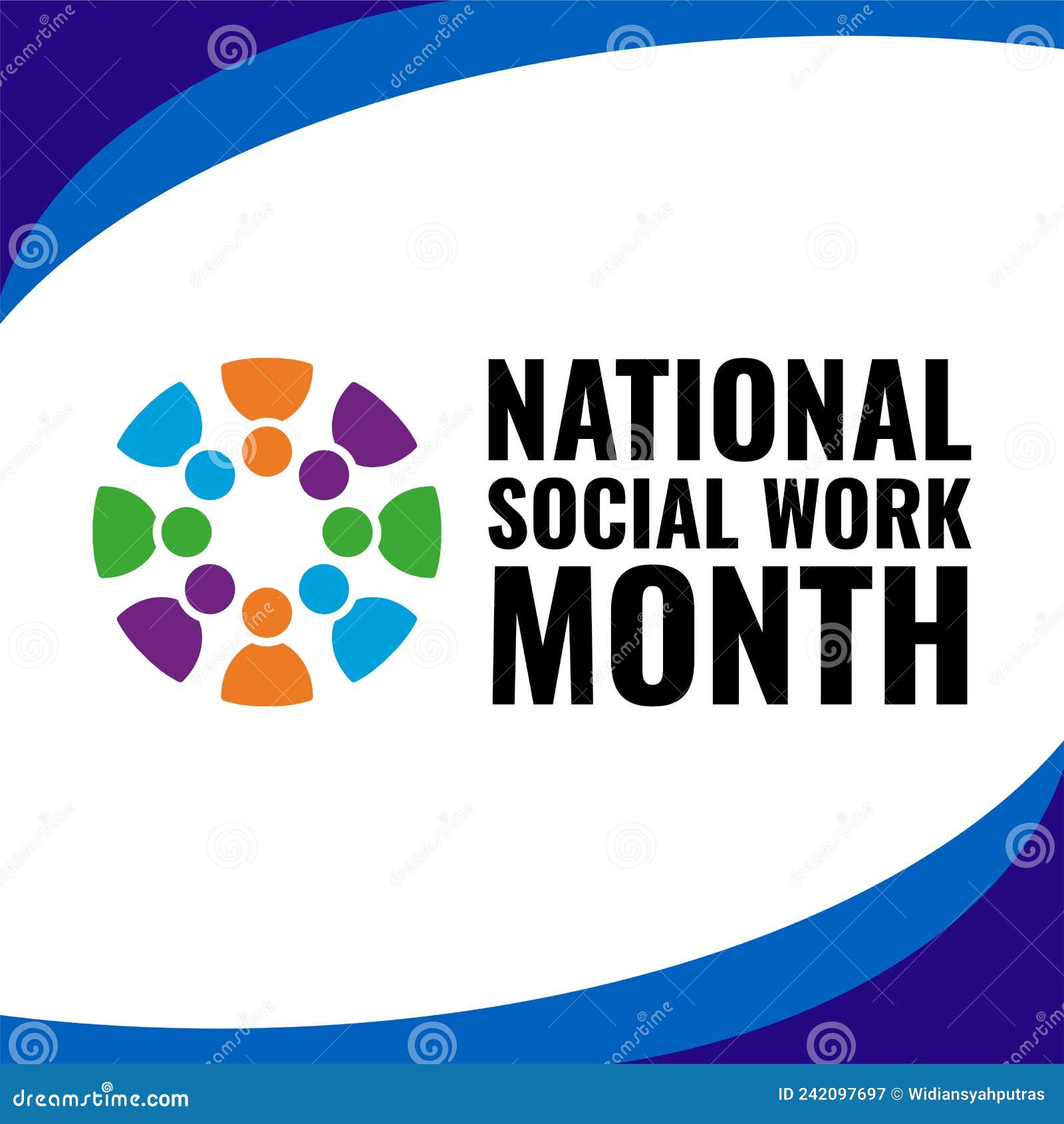 National Social Work Month, Poster or Banner Design, Colorful Human ...
