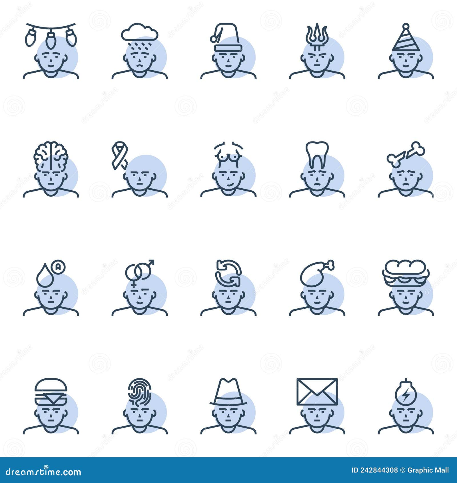 Circle Outline Icons for Thinking Mind. Stock Vector - Illustration of ...