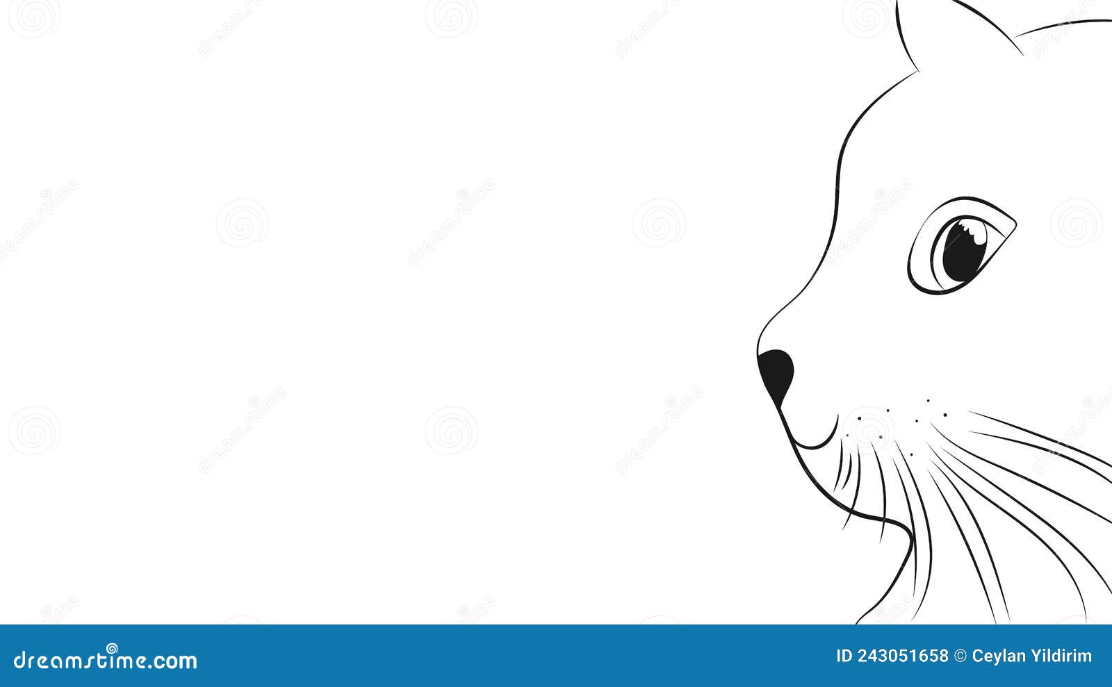 Hand Drawn Outline Cat. Side Face. Black and White Vector Art Stock ...