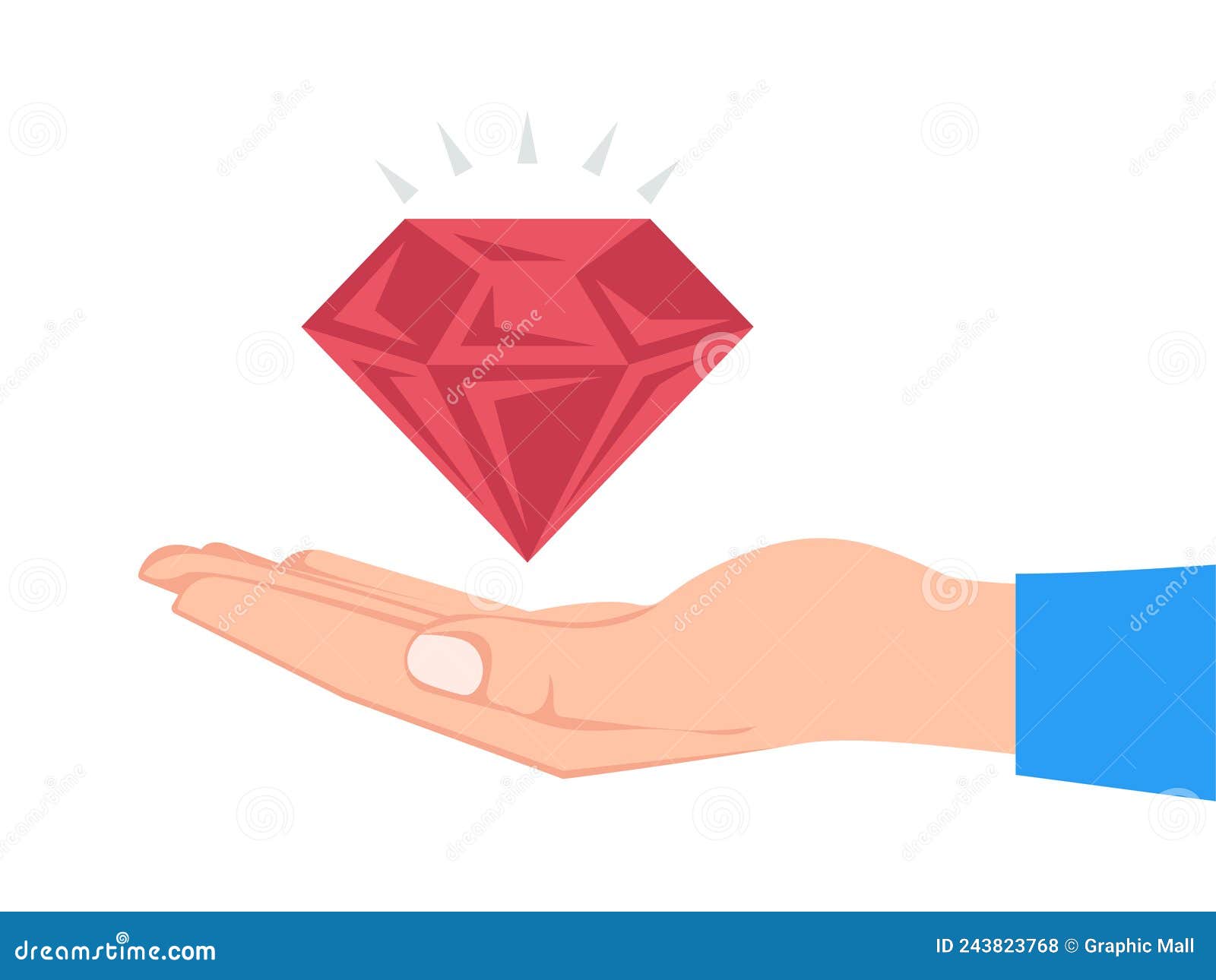 Hand Holding Diamond Crystal Illustration. Stock Vector - Illustration ...