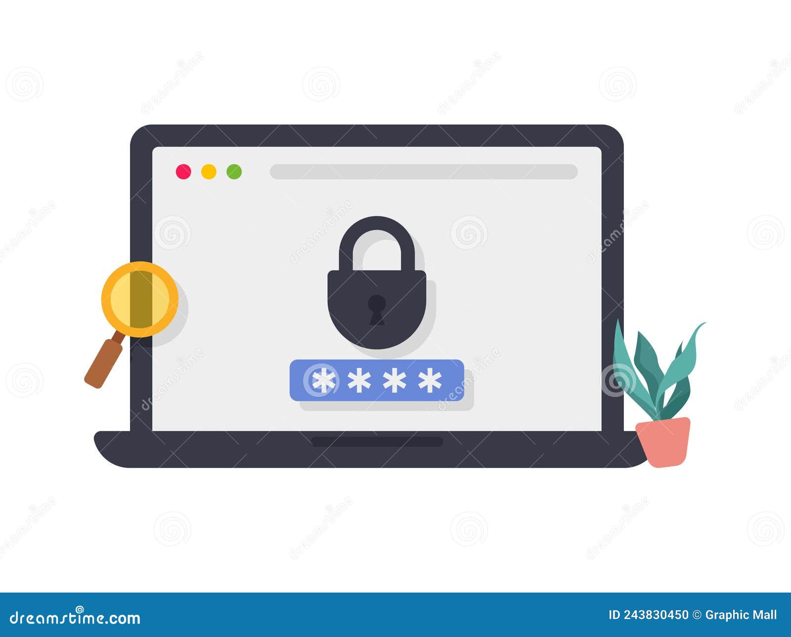 Data Security, Laptop Screen Lock Illustration. Stock Vector ...