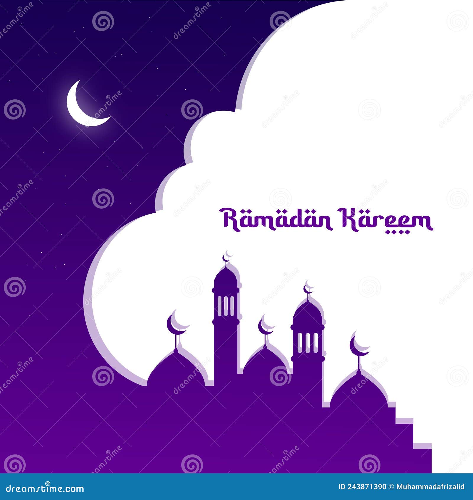 Ramadan Kareem Silhouette Mosque Pamphlet Template Stock Vector ...