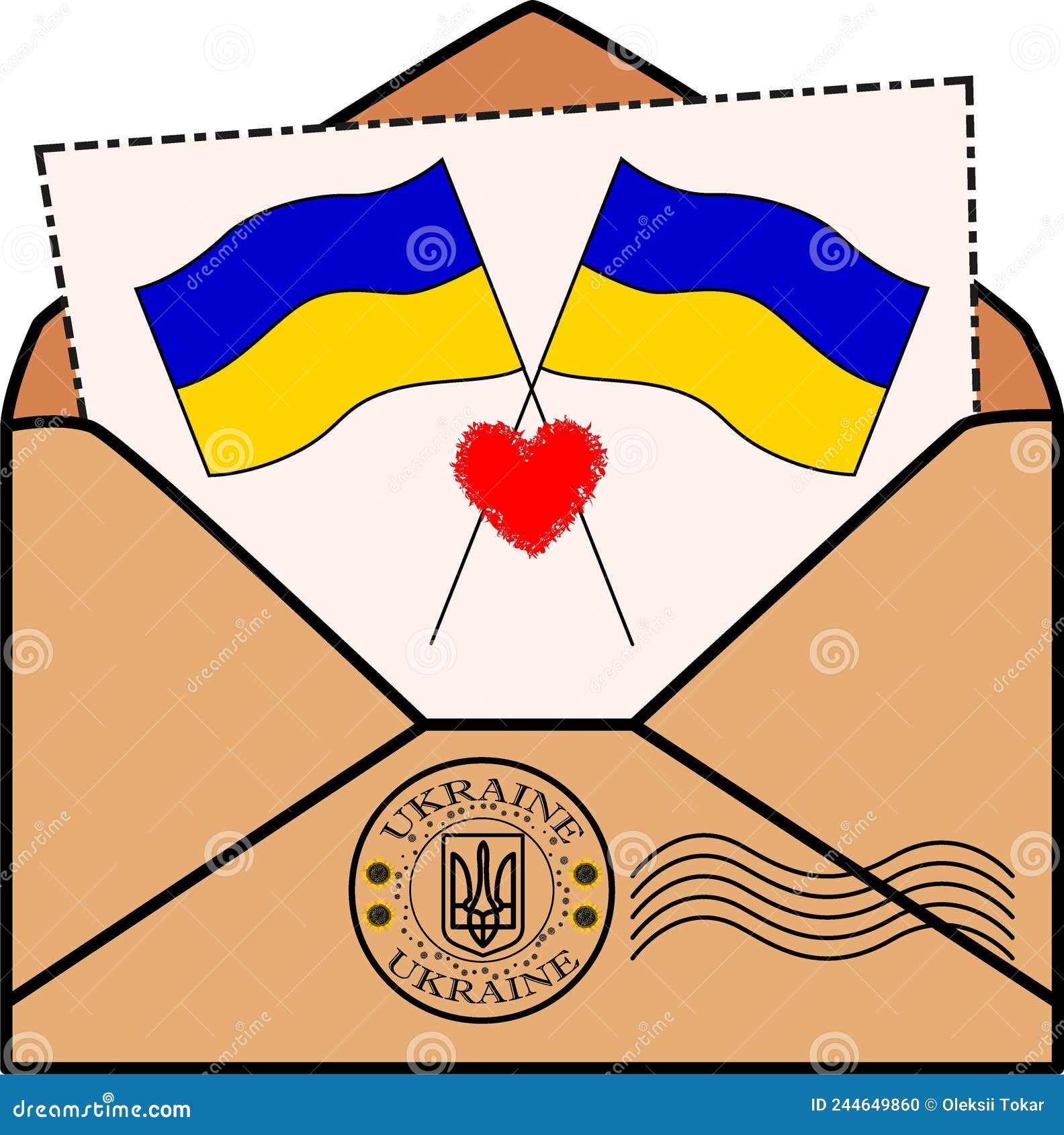 Envelope with a Sheet of Ukrainian Flags Stock Vector - Illustration of ...