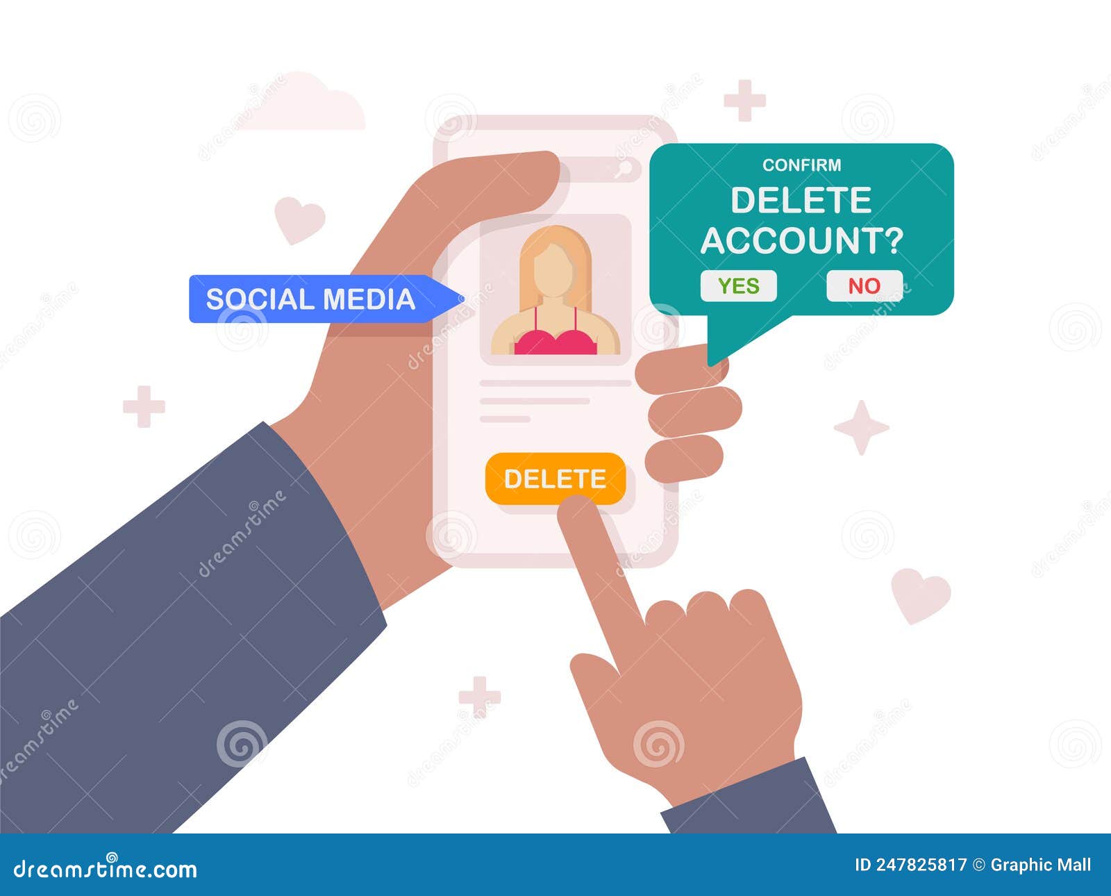 User Deleting Social Account Profile, Remove Data Files or Page Stock ...