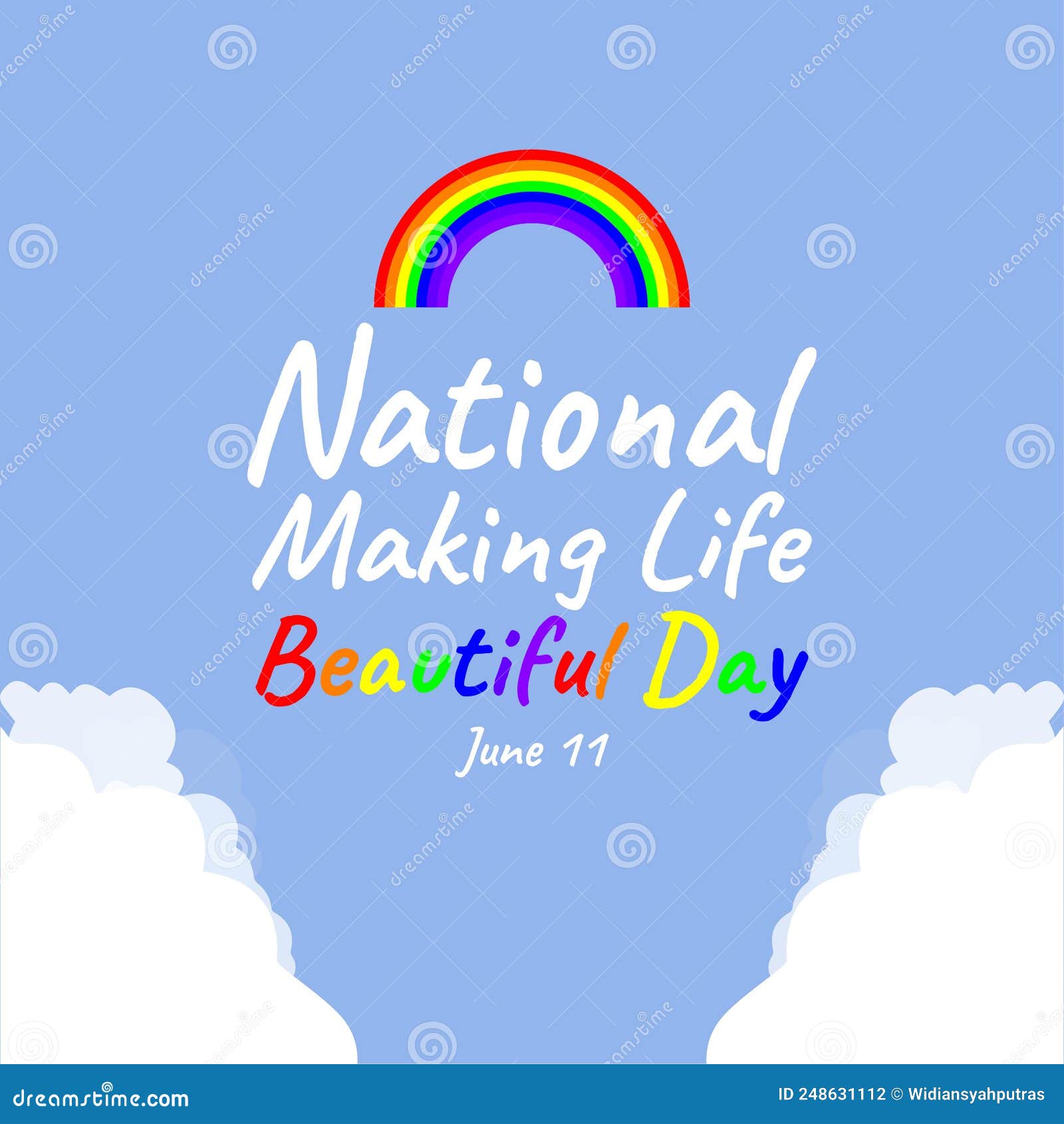 Rainbow and Cloud Icon. National Making Life Beautiful Day Design ...