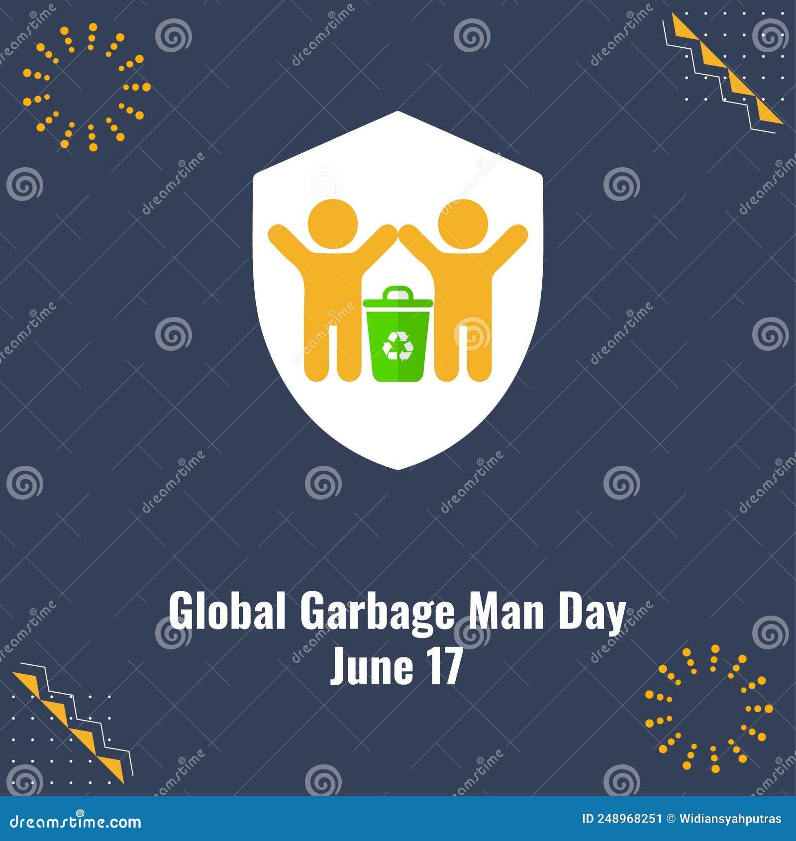 Trash Can and Garbage Man Vector Icon. Global Garbage Man Day Design ...