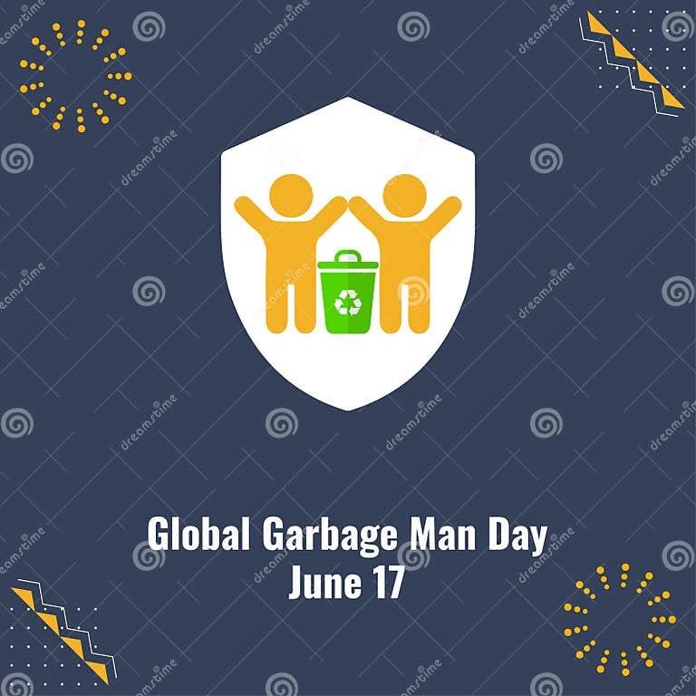 Trash Can and Garbage Man Vector Icon. Global Garbage Man Day Design ...