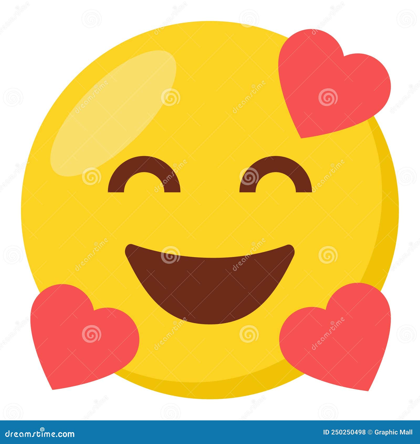 Smiling Hearts Face Expression Character Emoji Flat Icon. Stock Vector ...