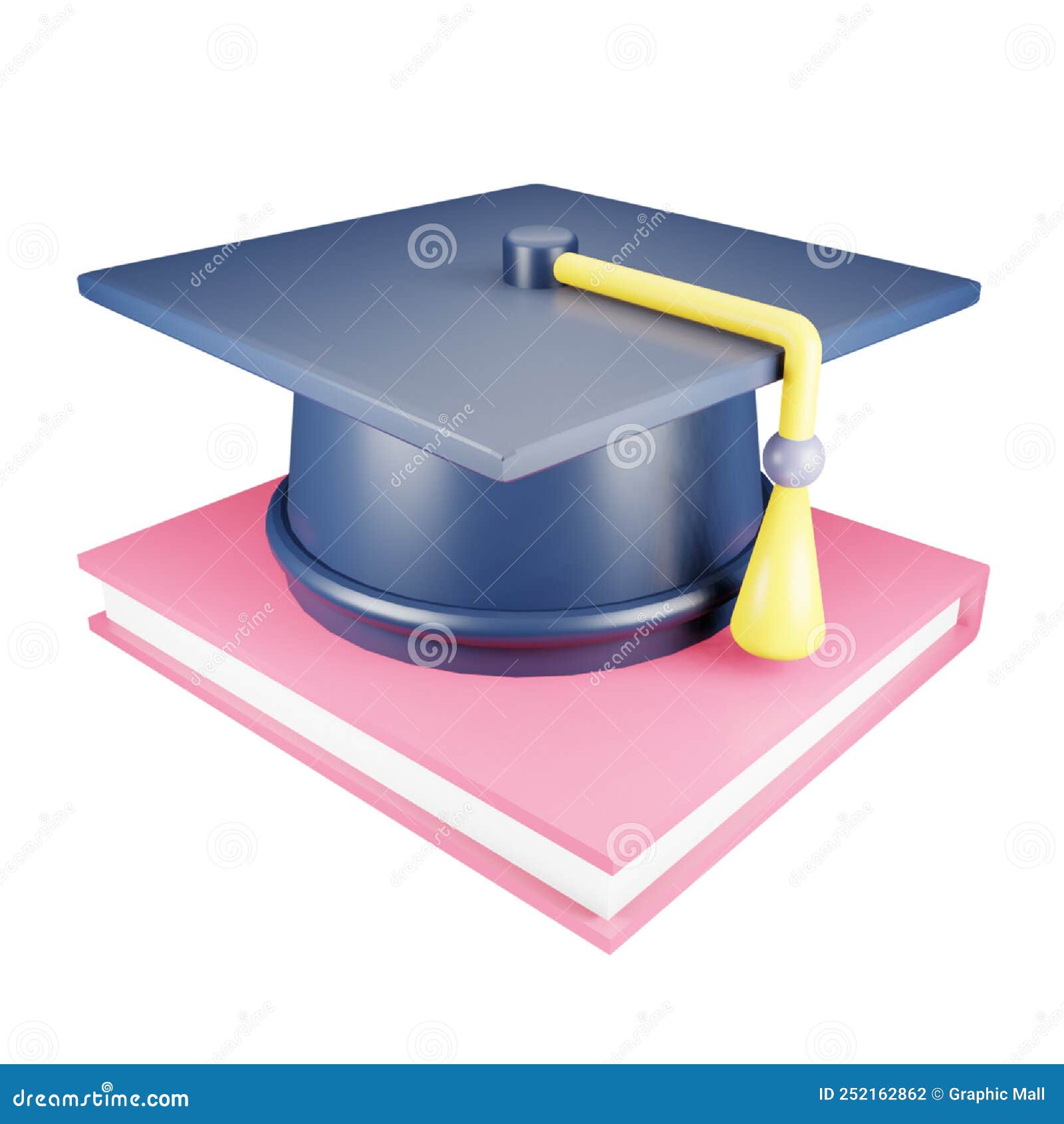 Scholarship Cap and Book 3d Rendering Isometric Icon. Stock Vector ...
