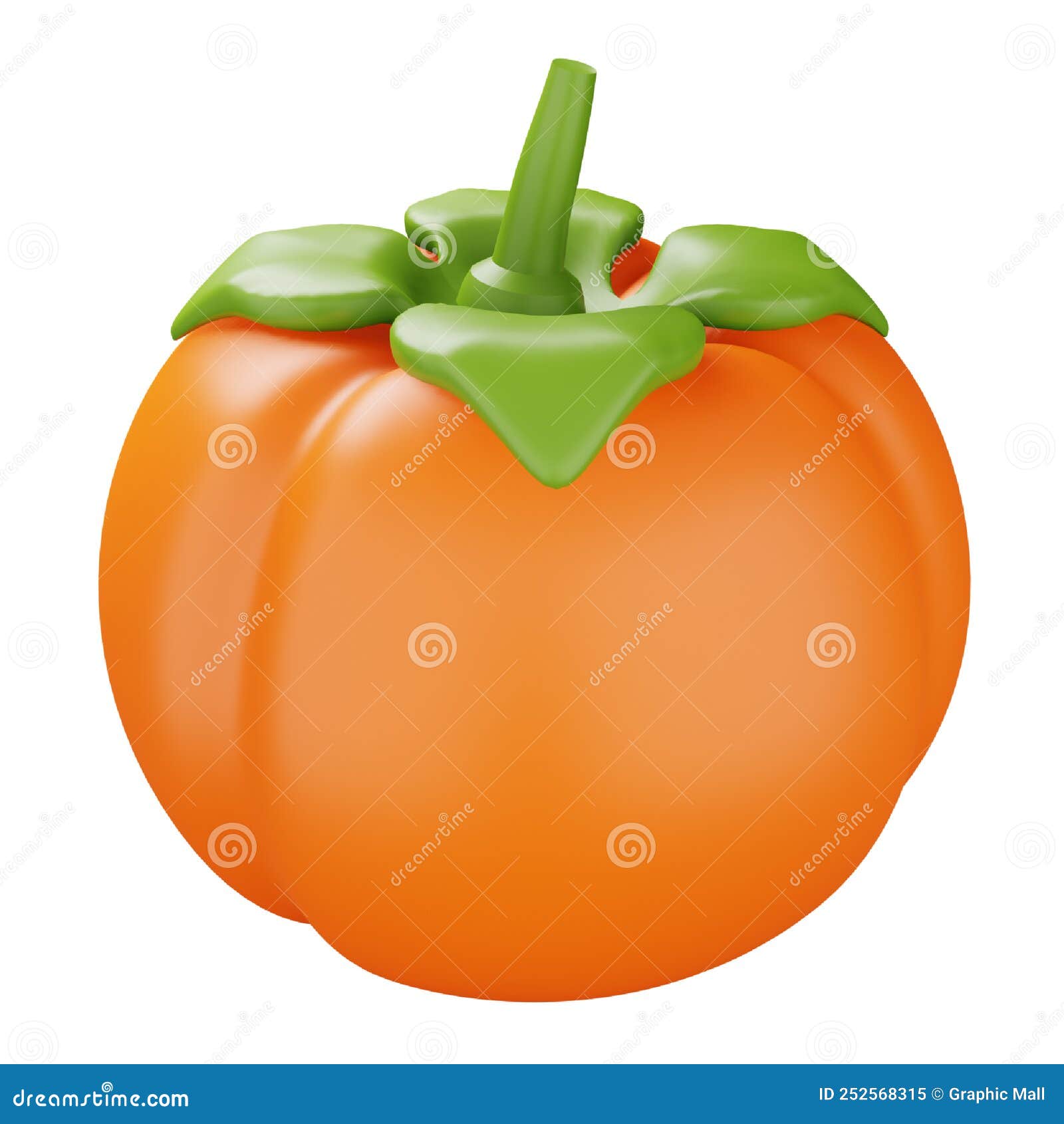 Persimmon 3d Rendering Isometric Icon. Stock Vector - Illustration of ...