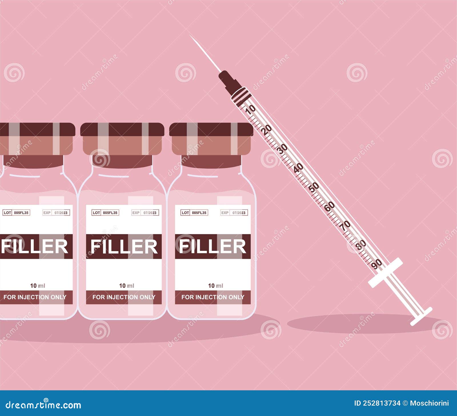 Lip Filler Beauty Concept Illustration. Lip Augmentation Syringe with ...