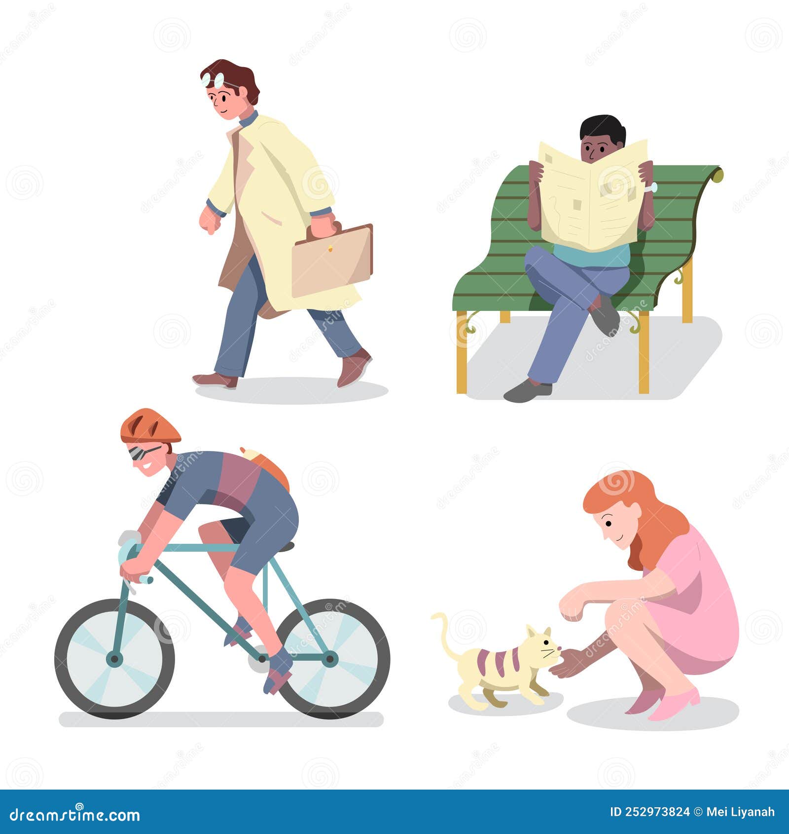 Flat people doing things stock vector. Illustration of people - 252973824