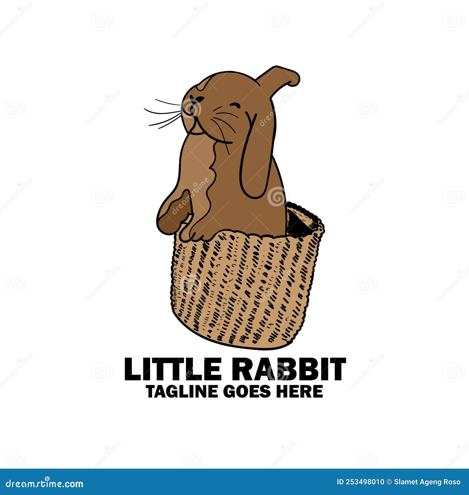 Illustration of a Little Rabbit in the Basket Stock Vector ...