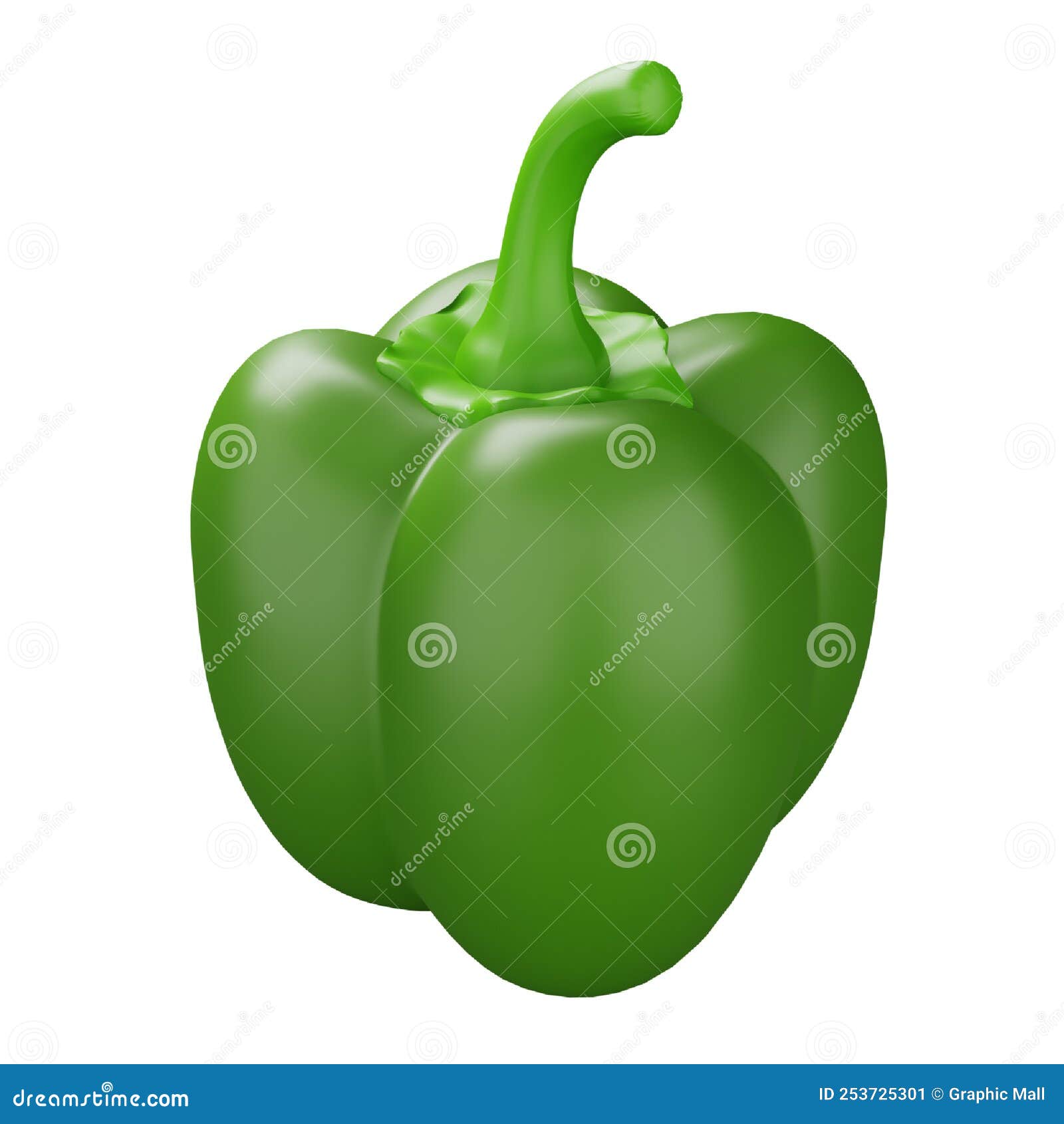 Capsicum Green 3d Rendering Isometric Icon. Stock Vector - Illustration ...