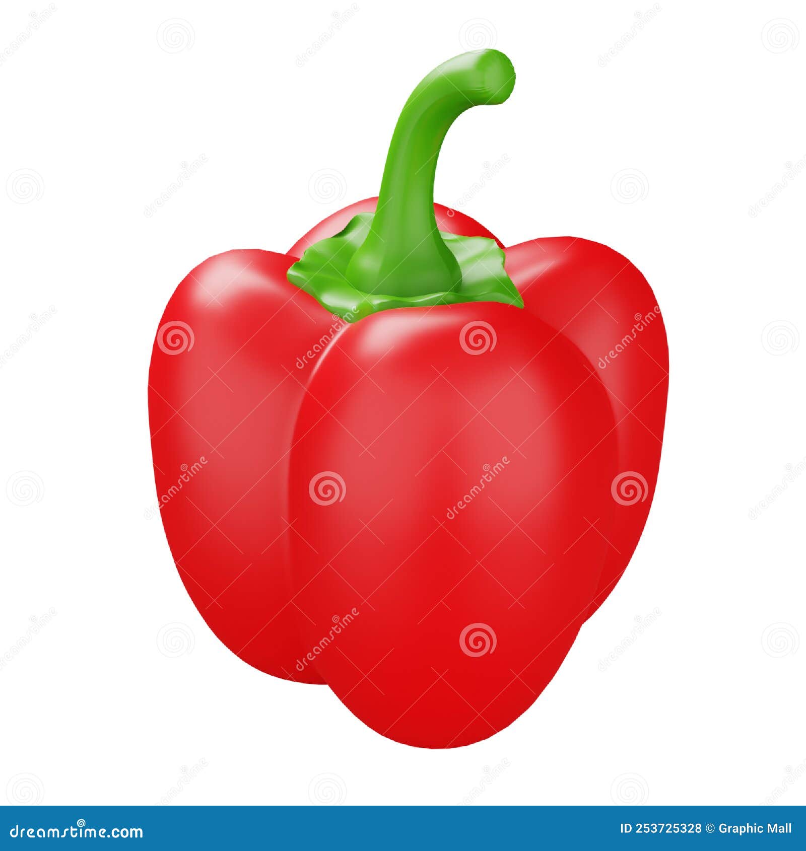 Capsicum Red 3d Rendering Isometric Icon. Stock Vector - Illustration ...