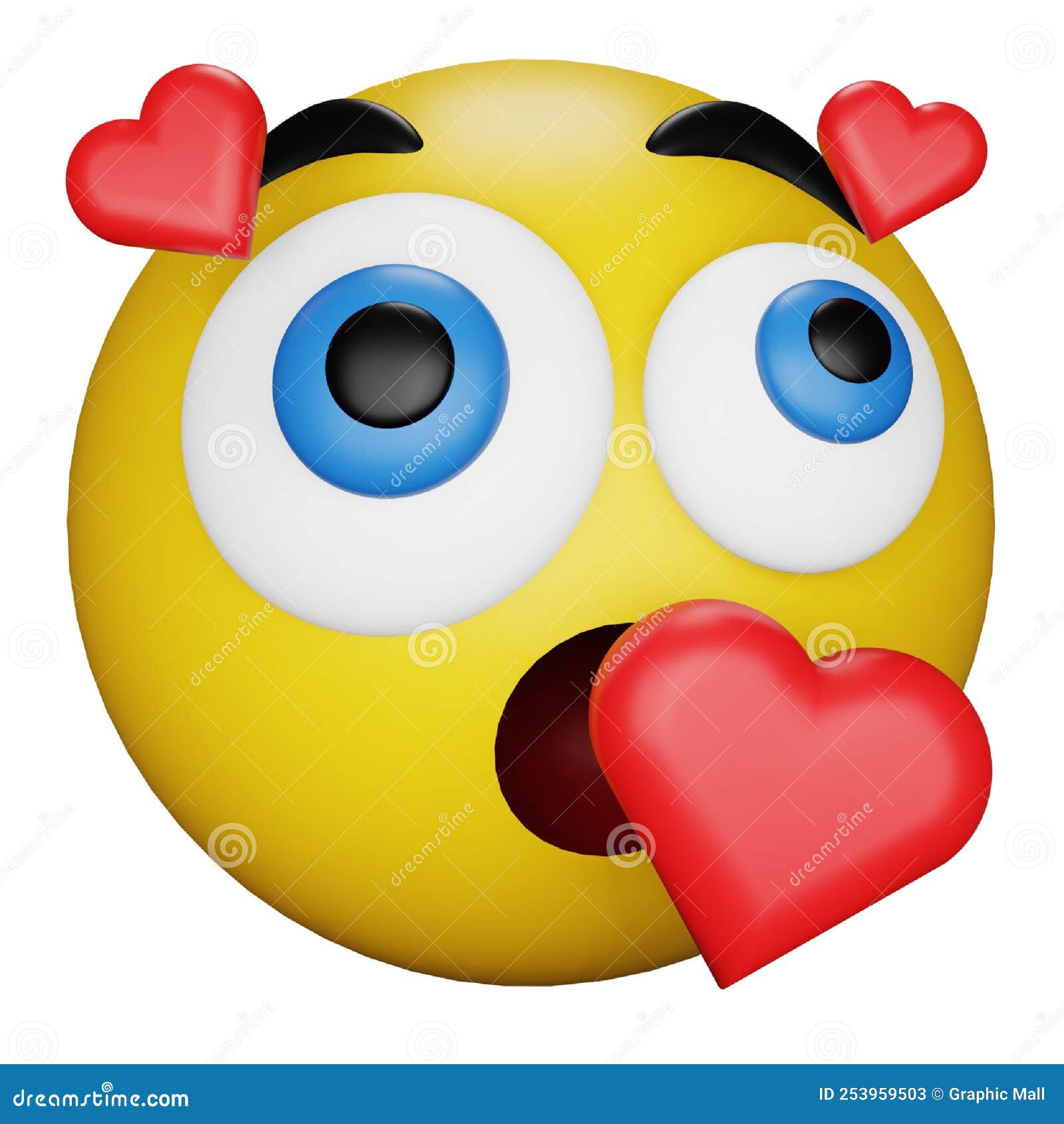 Romantic in Love Emoji Face 3d Rendering Isometric Icon. Stock Vector ...