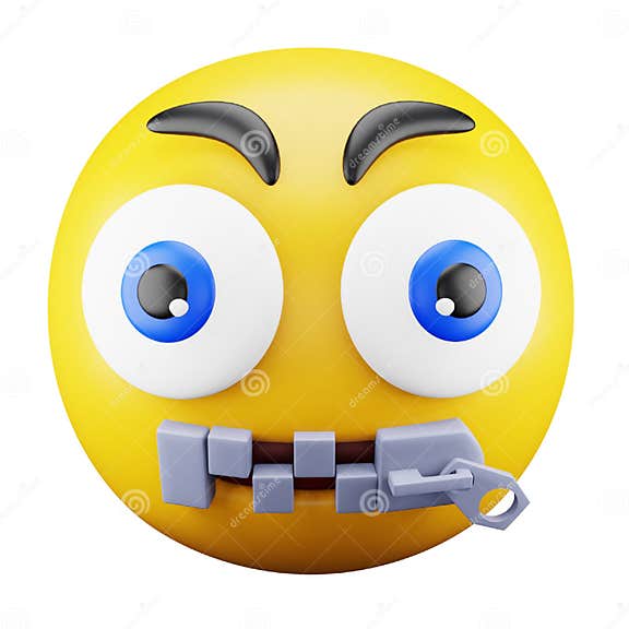 Zip Emoji Face 3d Rendering Isometric Icon. Stock Vector - Illustration ...