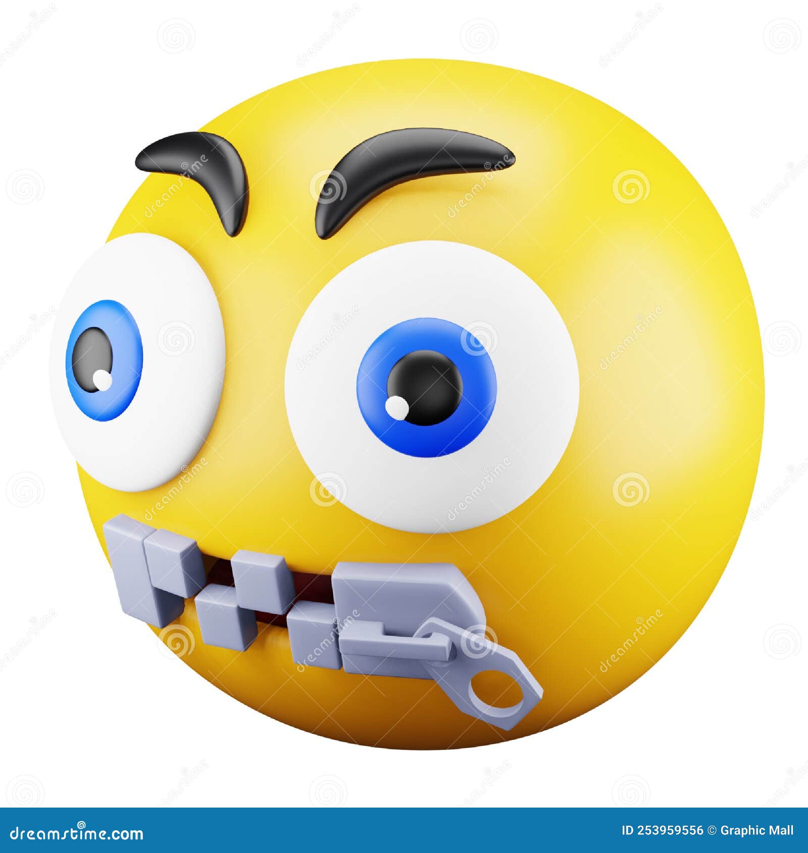 Zip Emoji Face 3d Rendering Isometric Icon. Stock Vector - Illustration ...