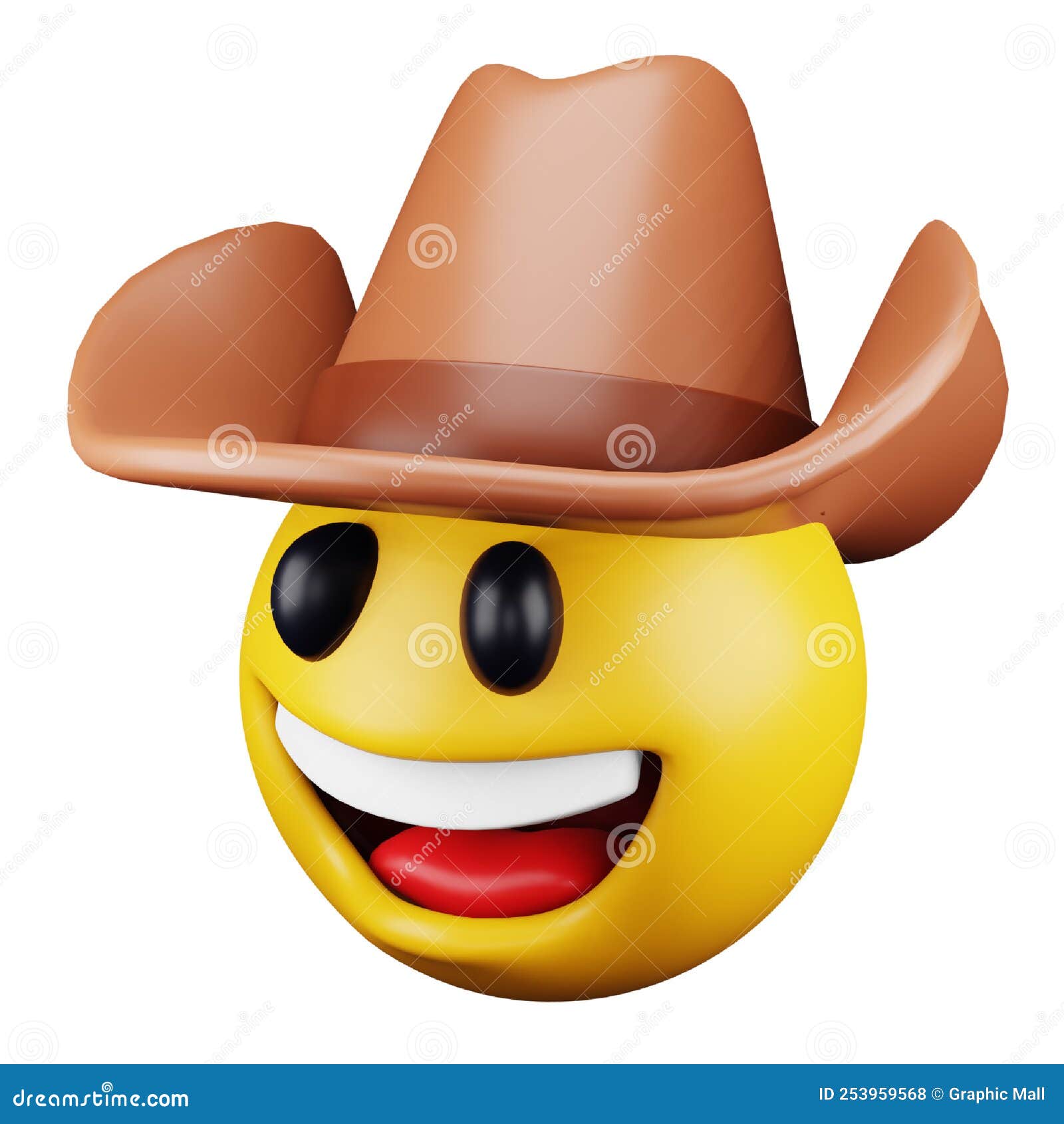 Cowboy Emoji Face 3d Rendering Isometric Icon. Stock Vector ...