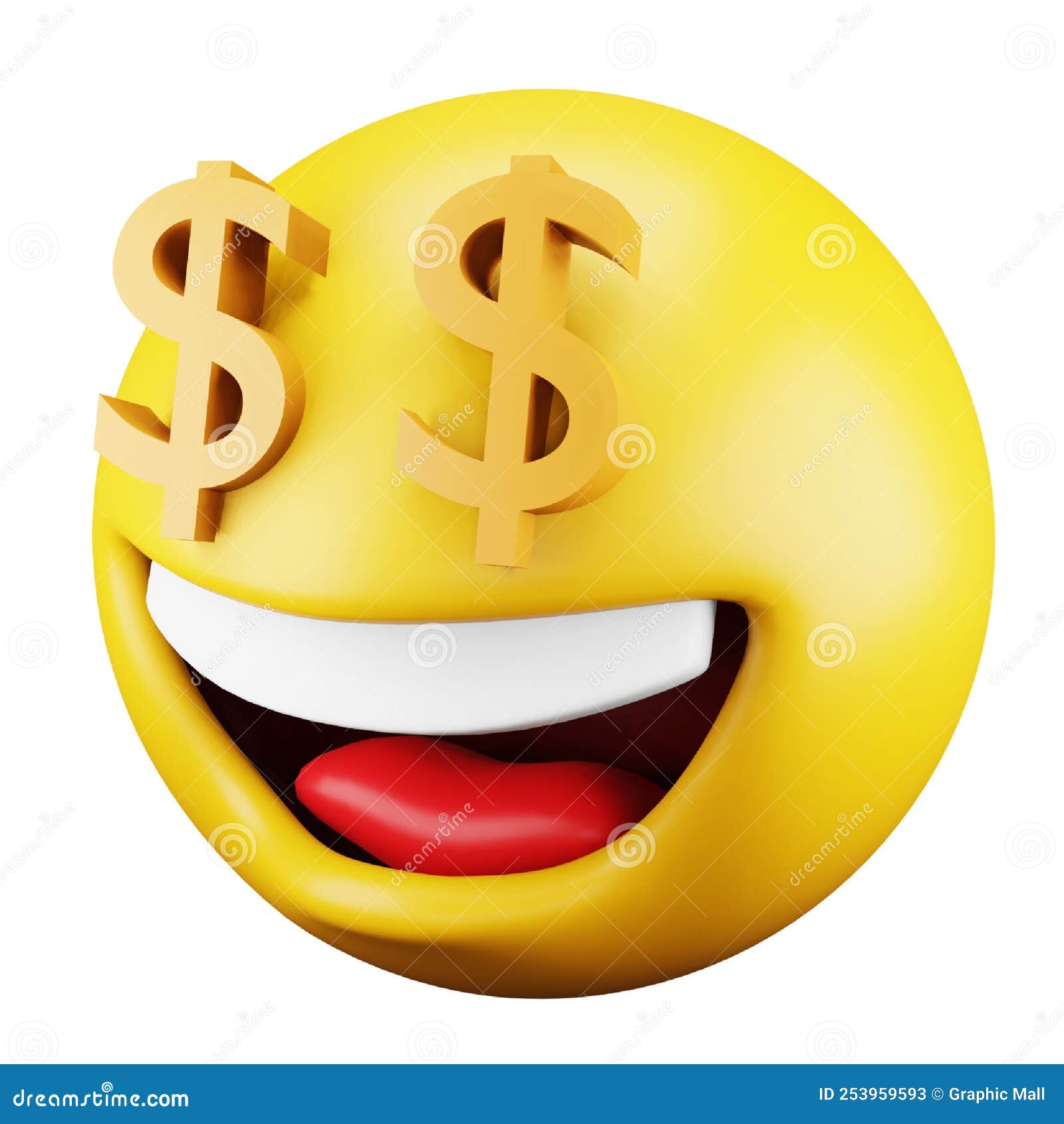 Dollar Emoji Face 3d Rendering Isometric Icon. Stock Vector ...