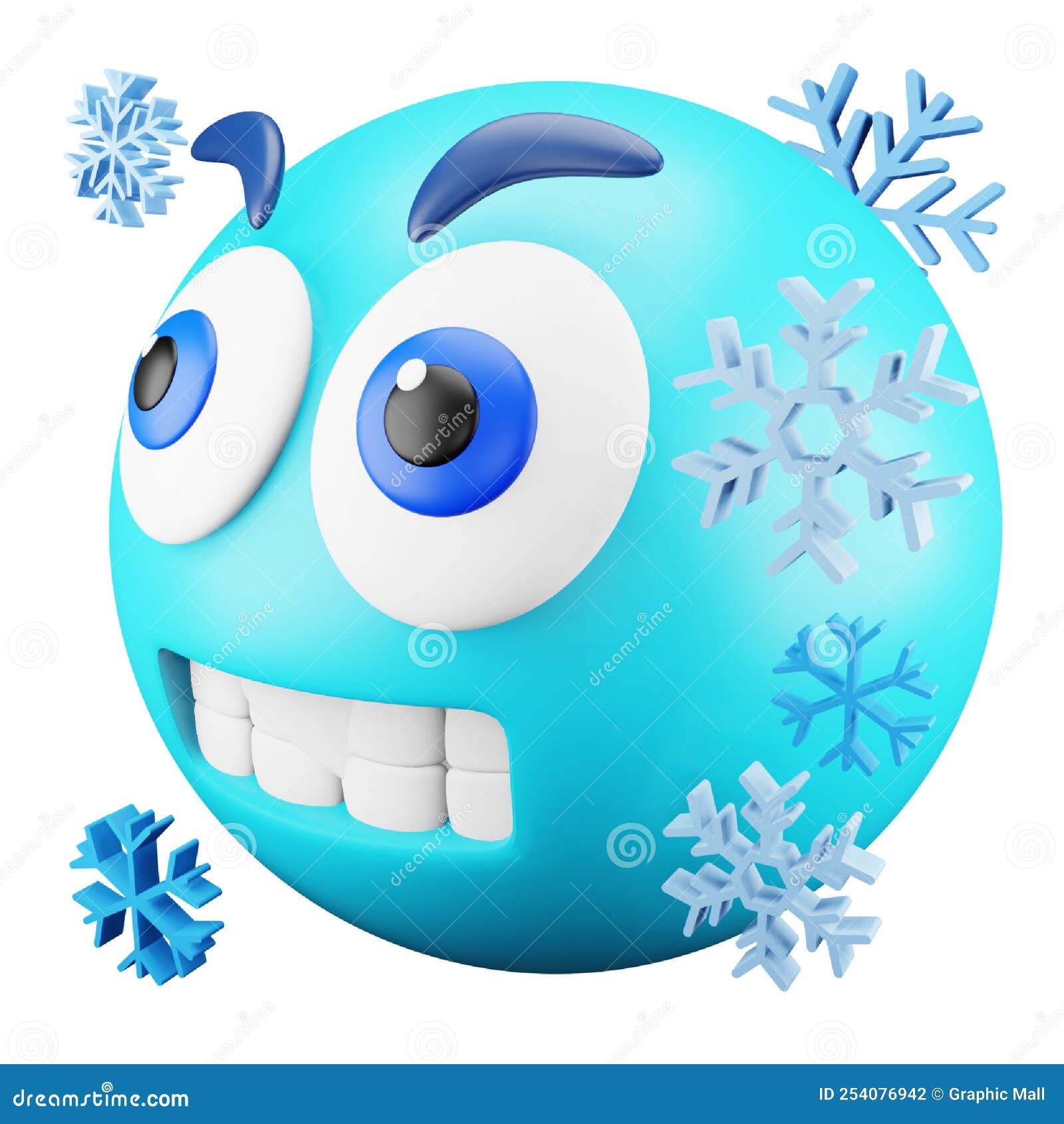 Snow Cold Emoji Face 3d Rendering Isometric Icon. Stock Vector ...