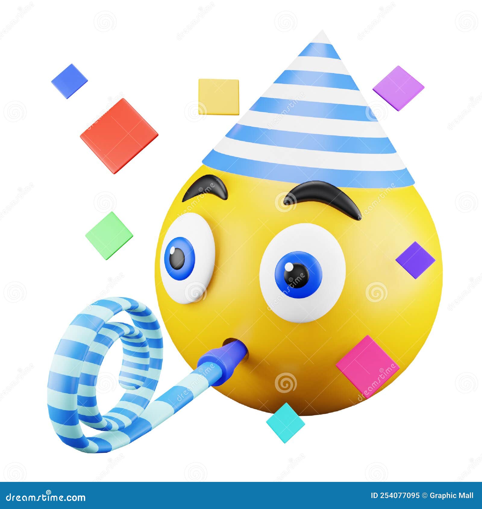 Party Emoji Face 3d Rendering Isometric Icon. Stock Vector ...