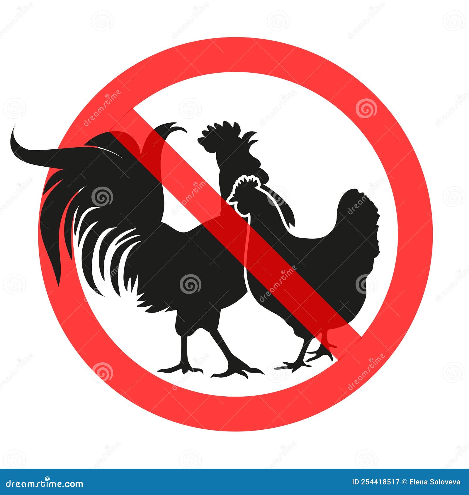 Illustration Sign Prohibited Rooster and Chicken in a Red Crossed Out ...