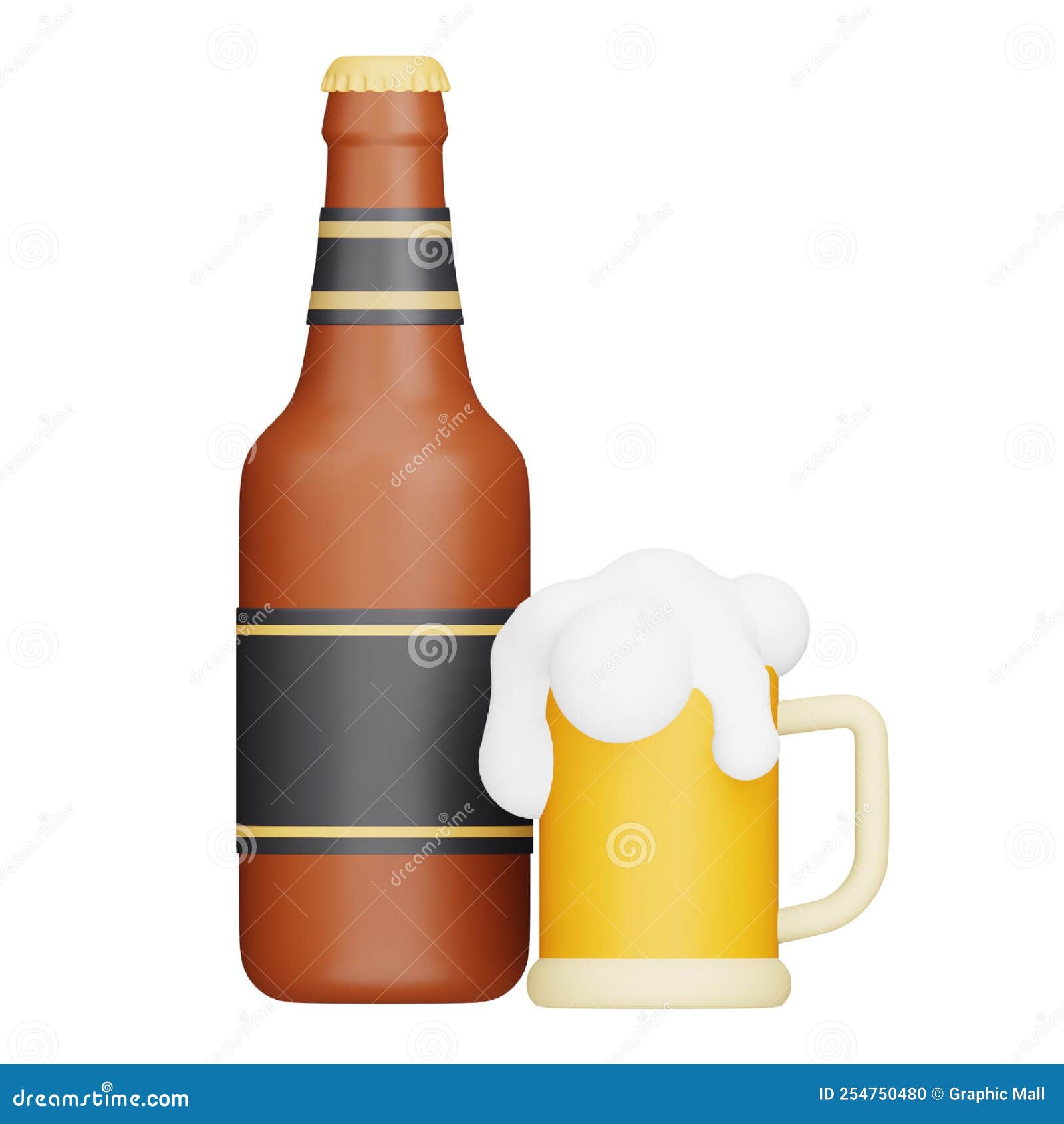 Beer Bottle 3d Rendering Isometric Icon. Stock Vector - Illustration of ...