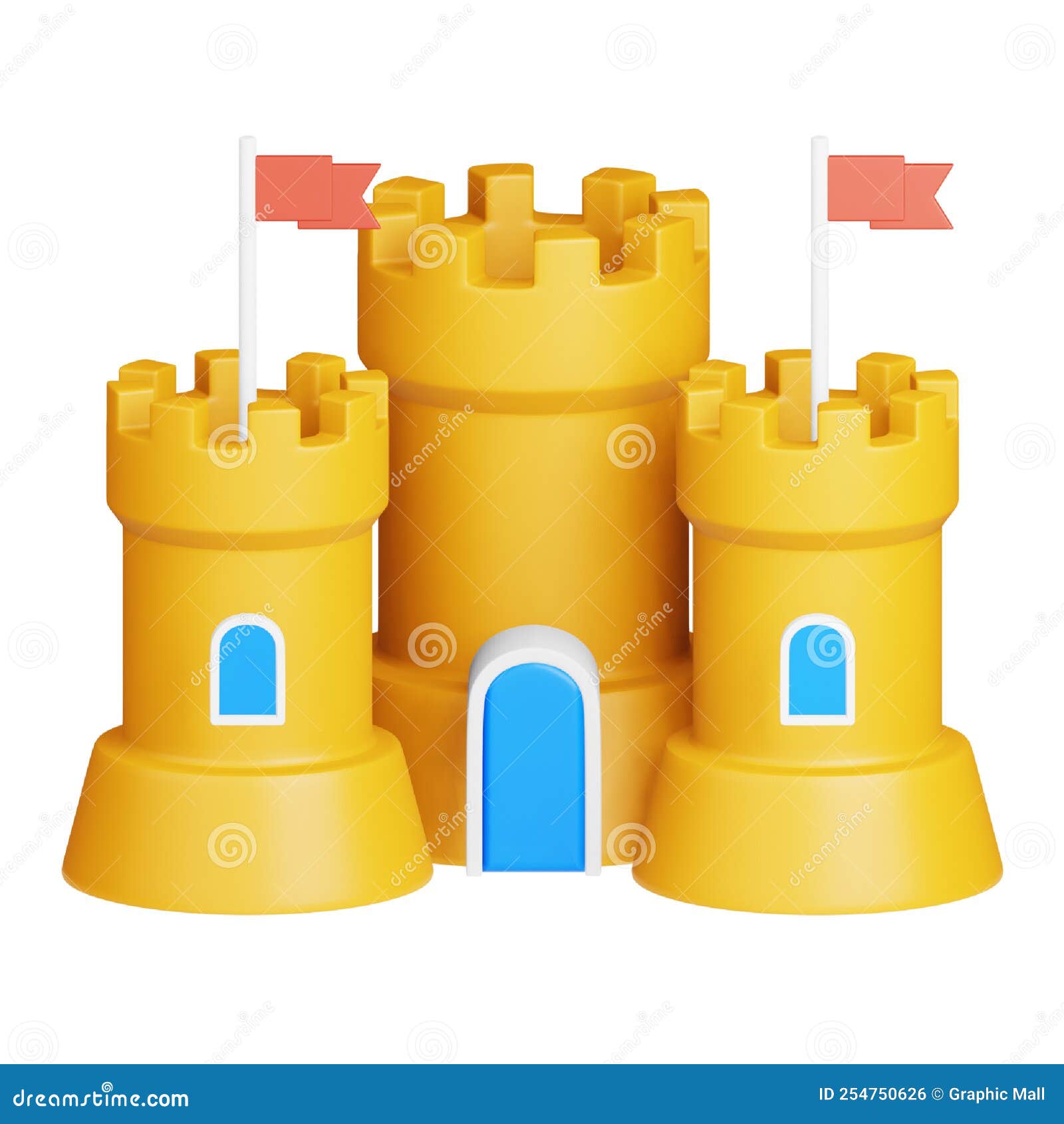 Castle 3d Rendering Isometric Icon. Stock Vector - Illustration of ...