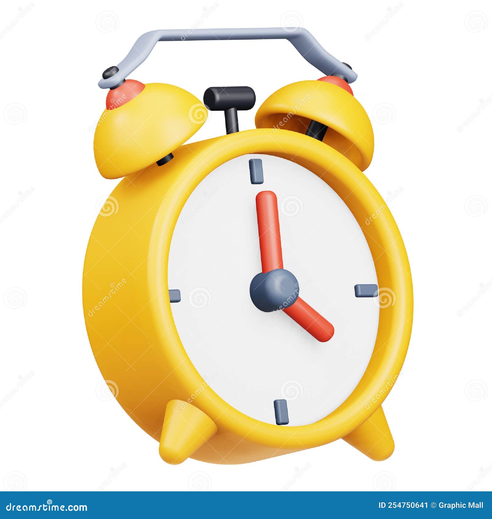 Alarm Clock 3d Rendering Isometric Icon. Stock Vector - Illustration of ...
