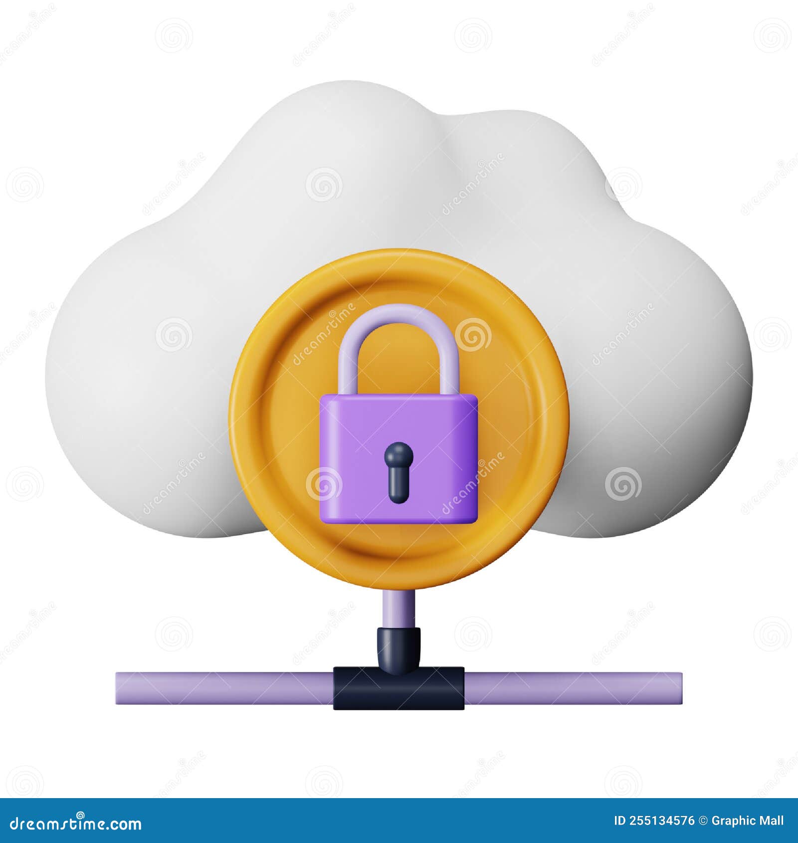 Cloud Security 3d Rendering Isometric Icon. Stock Vector - Illustration ...