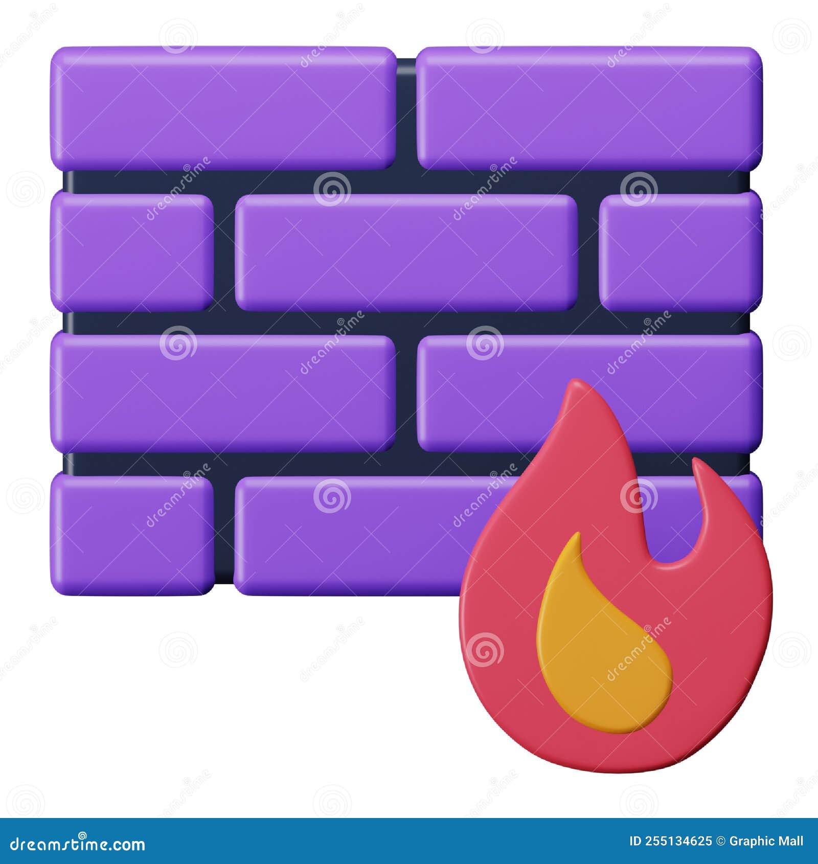 Firewall 3d Rendering Isometric Icon. Stock Vector - Illustration of ...