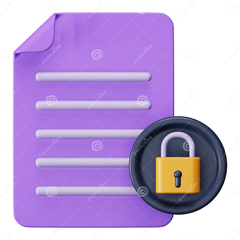 Locked Document 3d Rendering Isometric Icon. Stock Vector ...